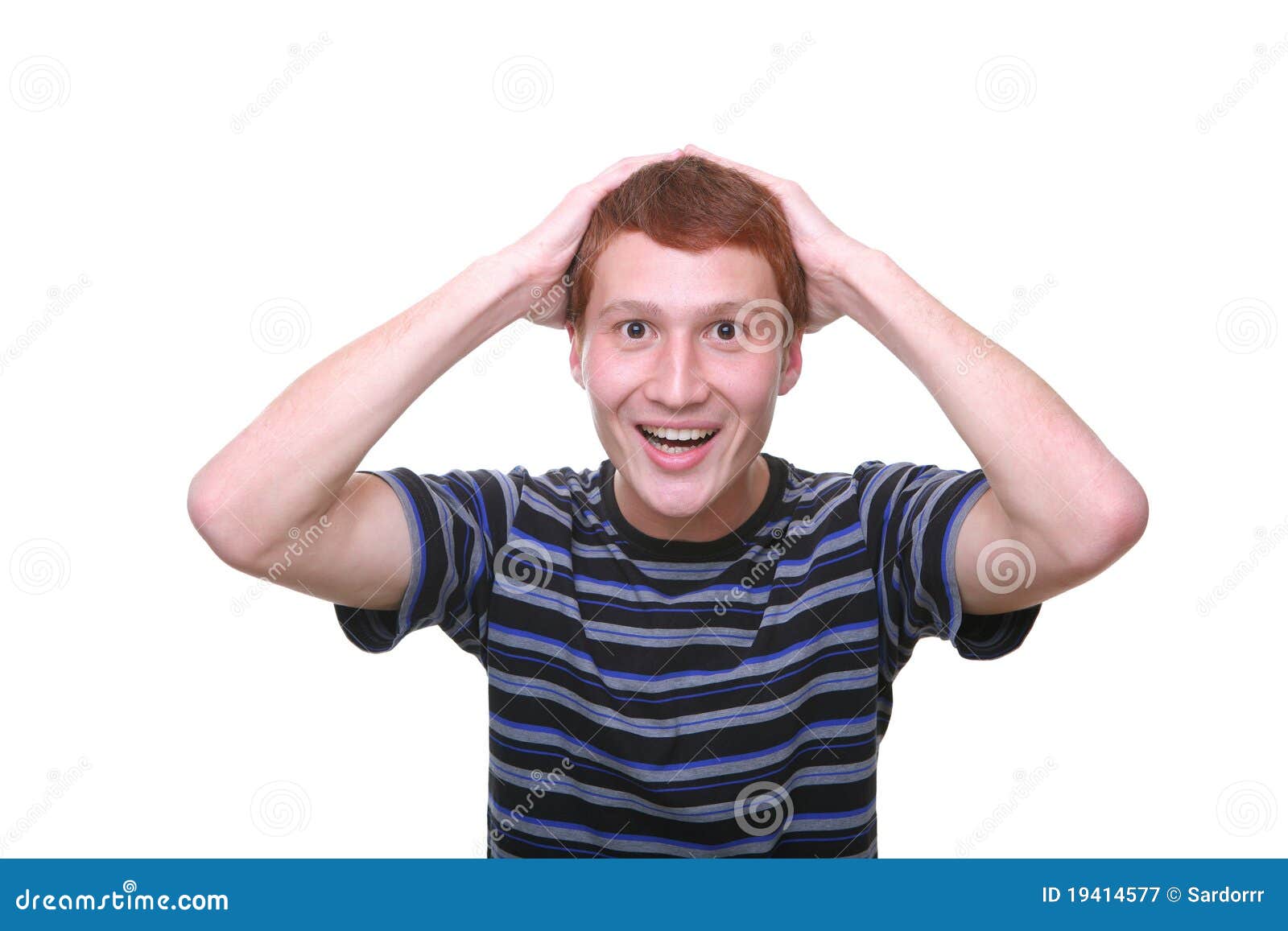 Isolated Young Man Amazed Looking Happy Stock Image - Image of scream ...