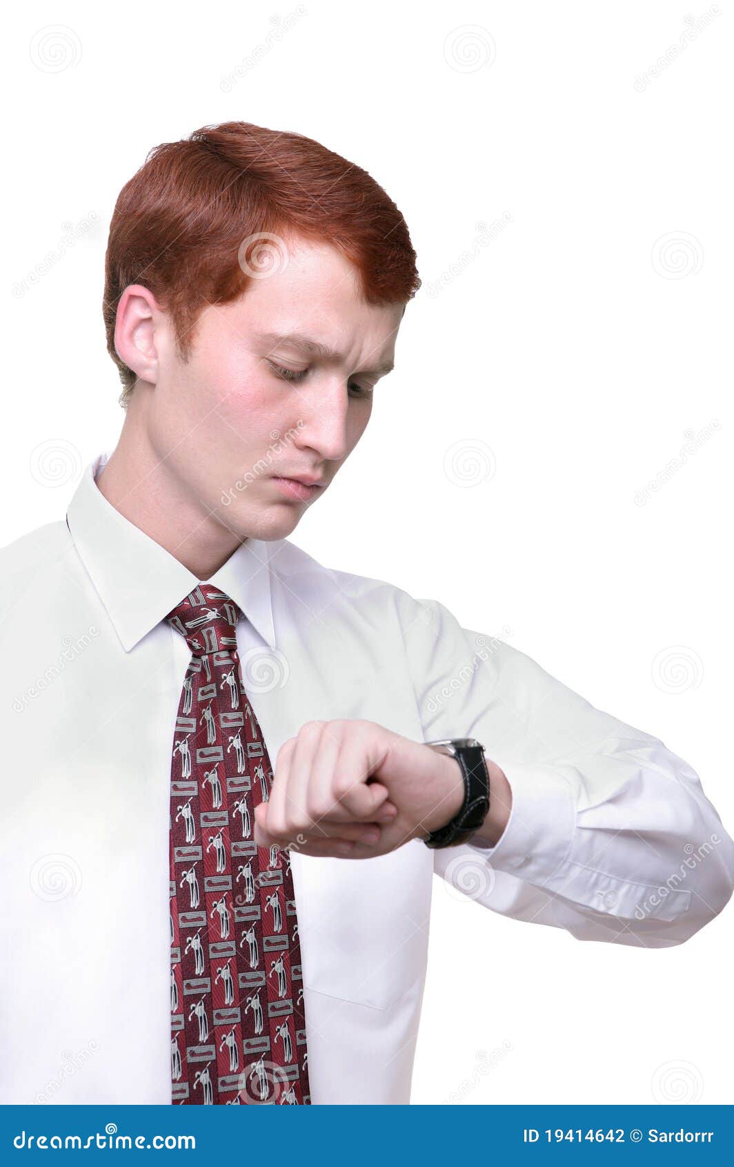 Isolated Young Man Checking Time Looking at His Wa Stock Photo - Image ...