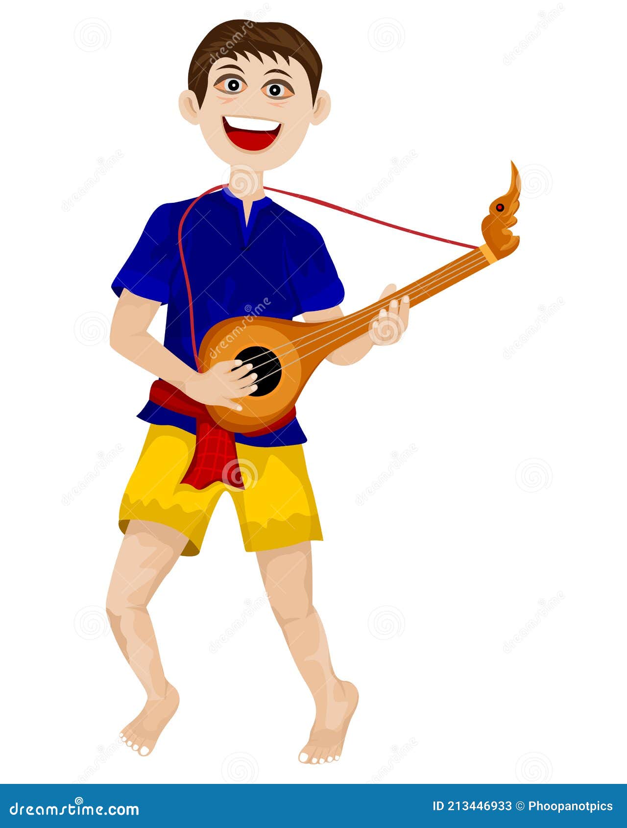 Isolated Young Man with Mandolin on White Background Stock Vector ...