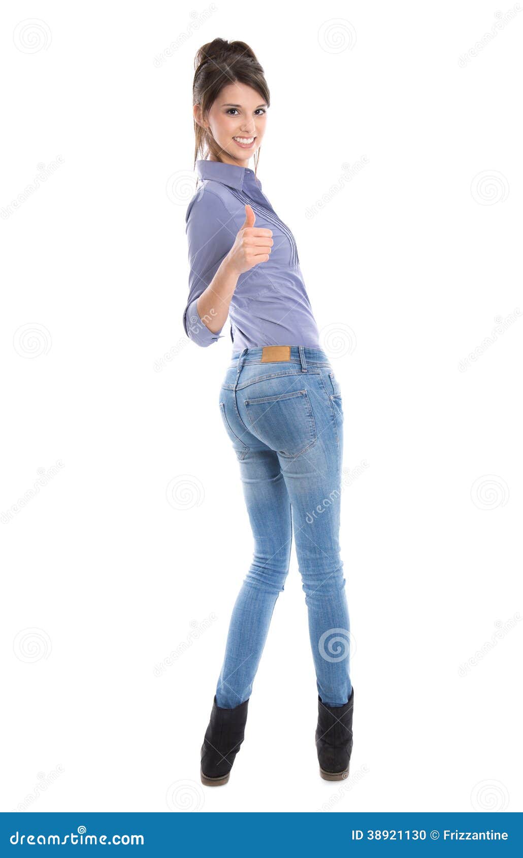 Isolated Young Pretty Trainee with Thumb Up. Stock Photo - Image of ...