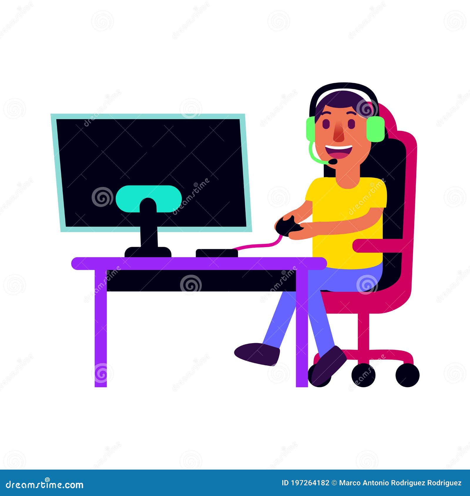 Isolated Young Screen Gamer Stock Vector - Illustration of computer ...