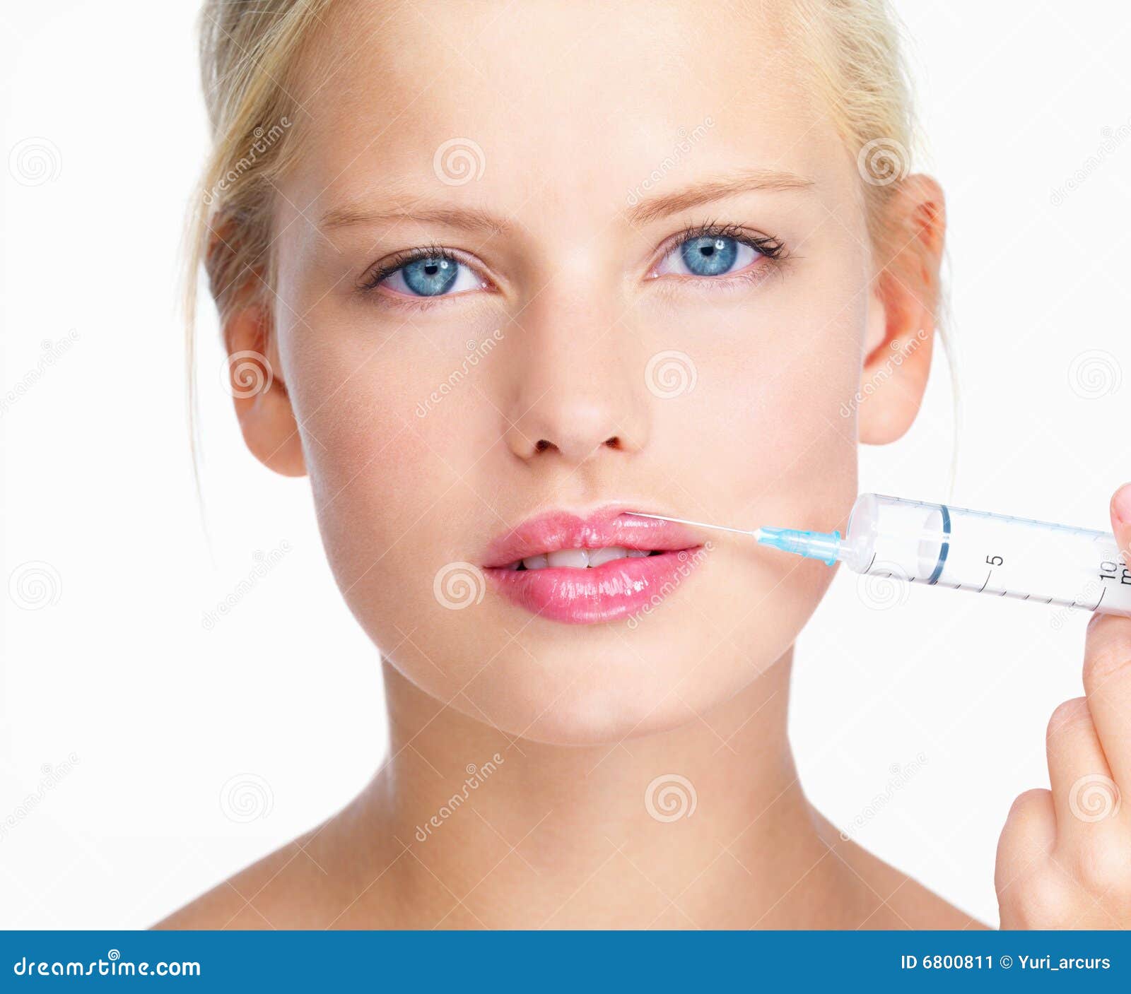 Isolated Young Woman Getting Botox Injection Stock Image - Image of ...