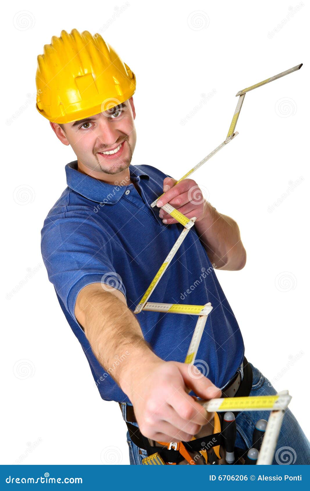 Isolated Yourg Smailing Standing Worker Picture. Image: 6706206