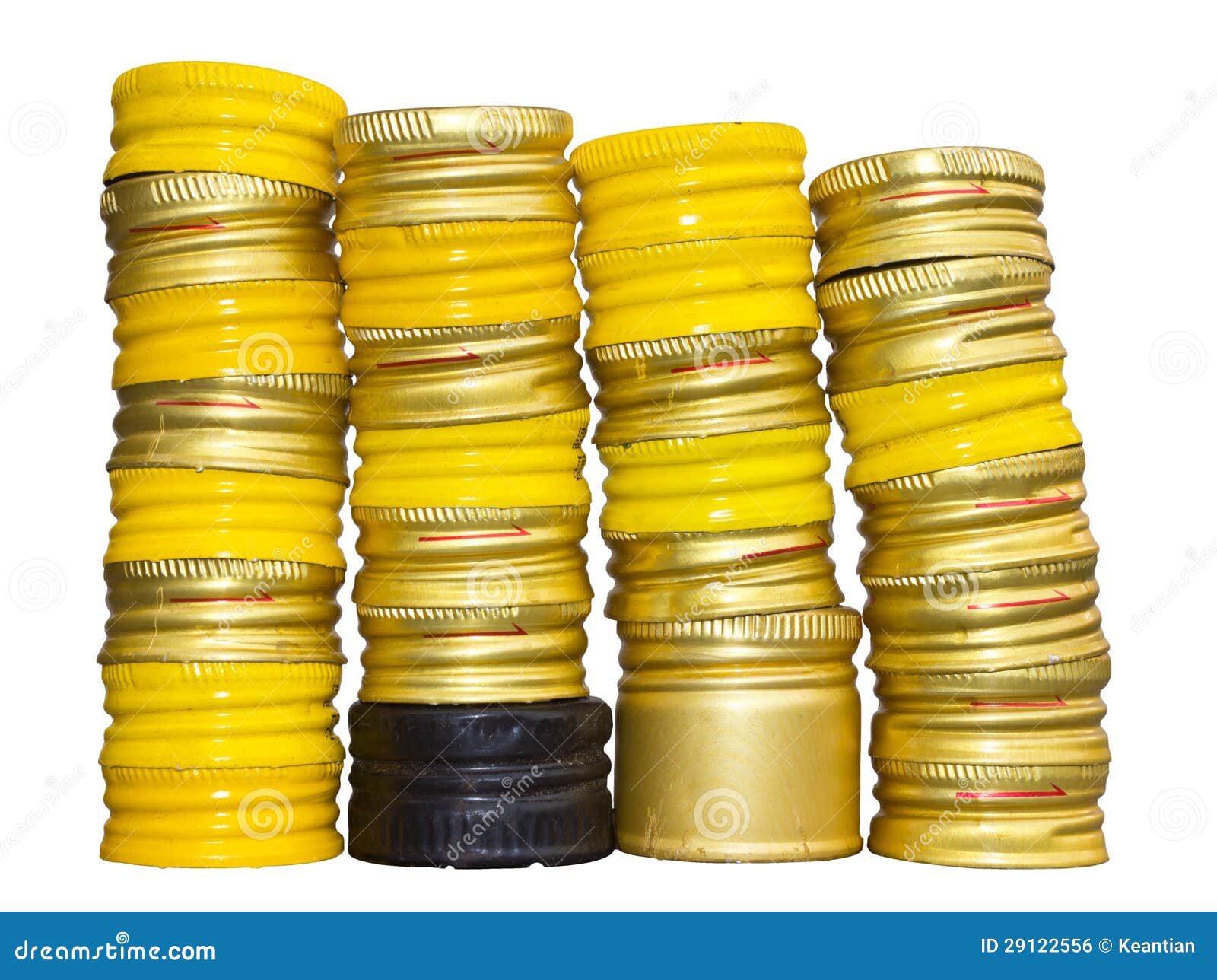 Isolates of Yellow Bottle Caps. Stock Photo - Image of lots, cold: 29122556