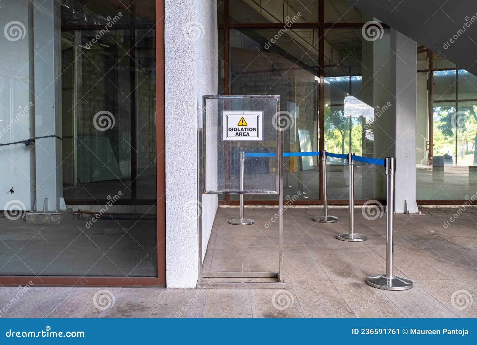 Isolation Area Sign on an Empty Building Stock Image - Image of corona ...
