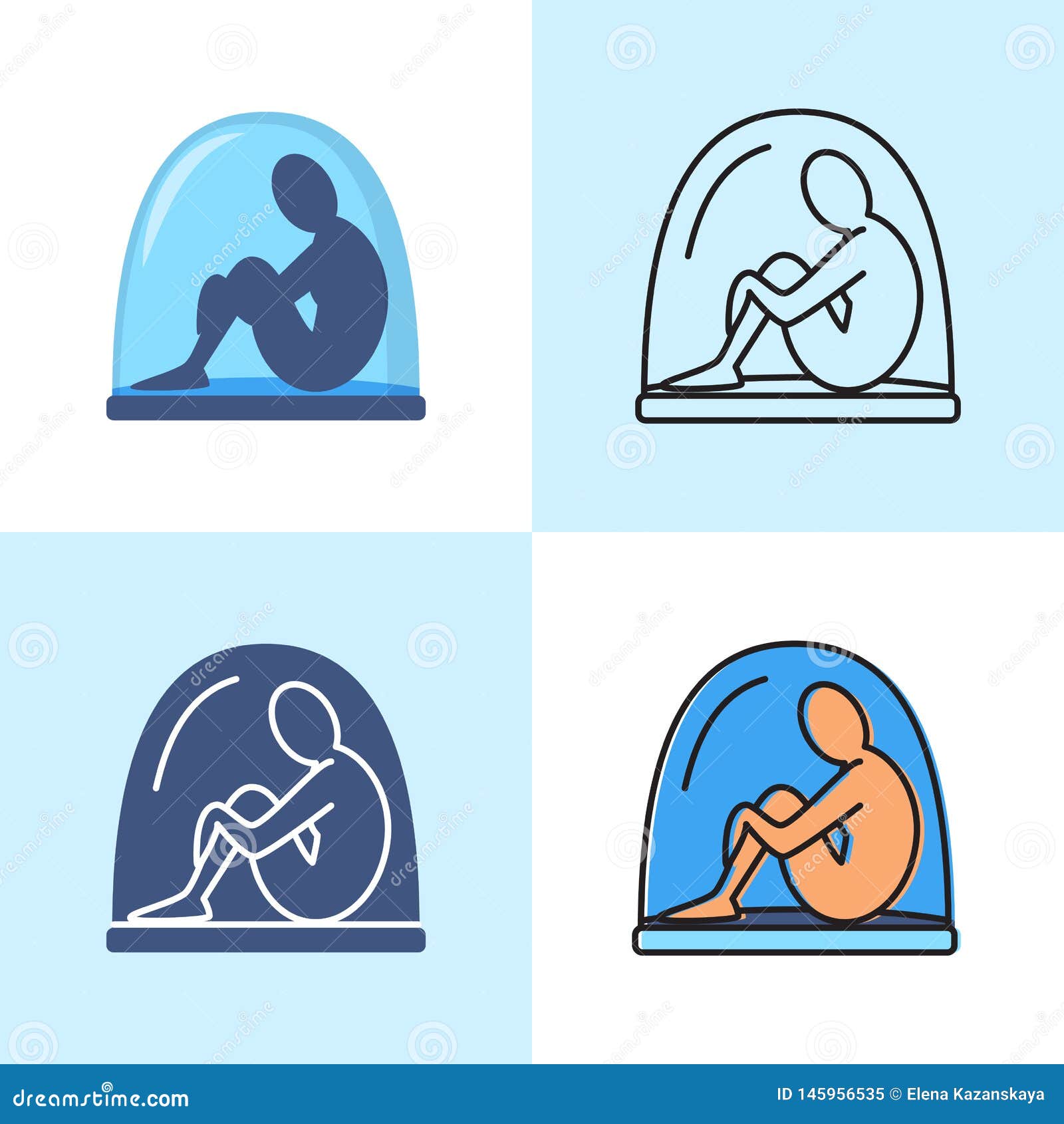 Isolation Concept Icon Set in Flat and Line Styles Stock Illustration ... Isolation Concept Icon Set in Flat and Line Styles Stock Illustration ...
