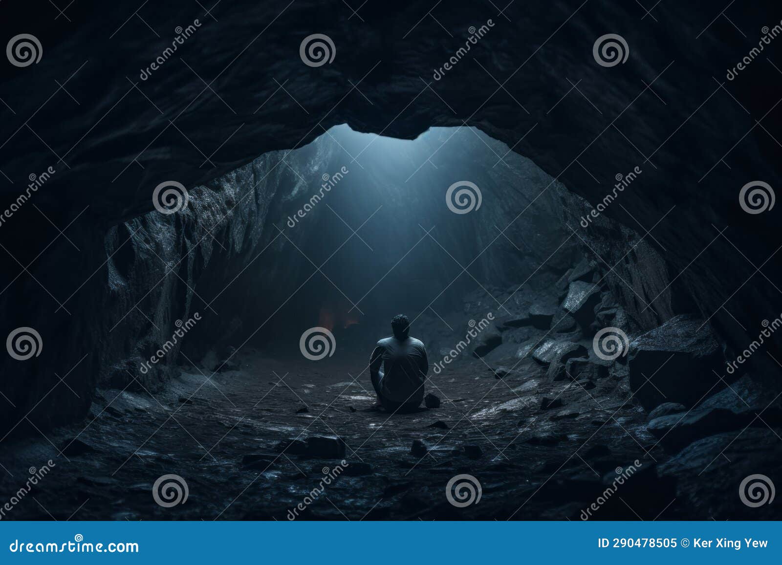 Isolation in Dark Cave stock illustration. Illustration of adventure ...