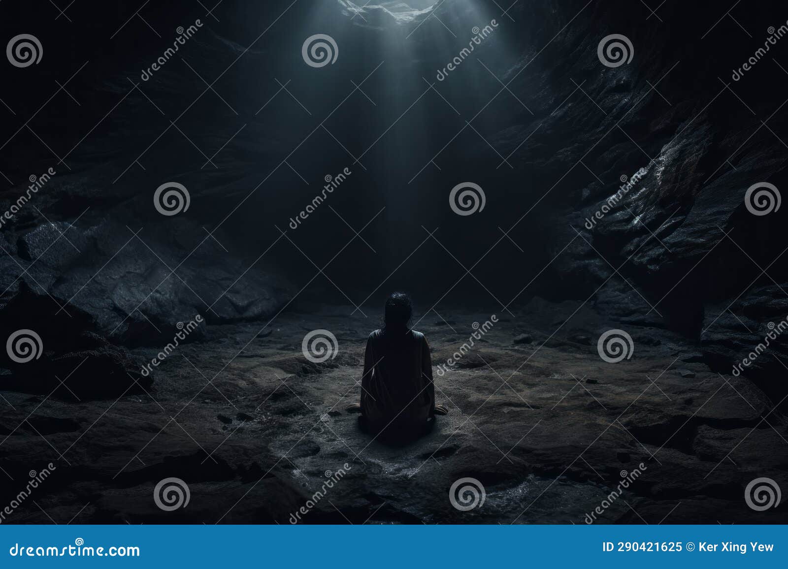 Isolation in Dark Cave stock illustration. Illustration of scary ...