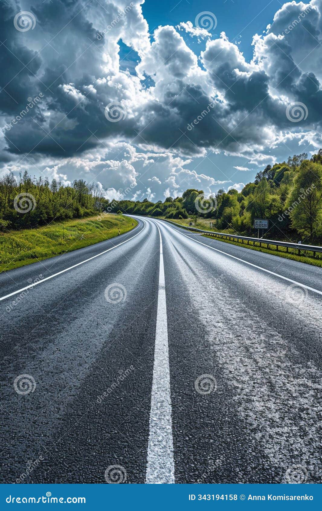 Isolation of Straight Highway Road with Clouds Stock Photo - Image of ...