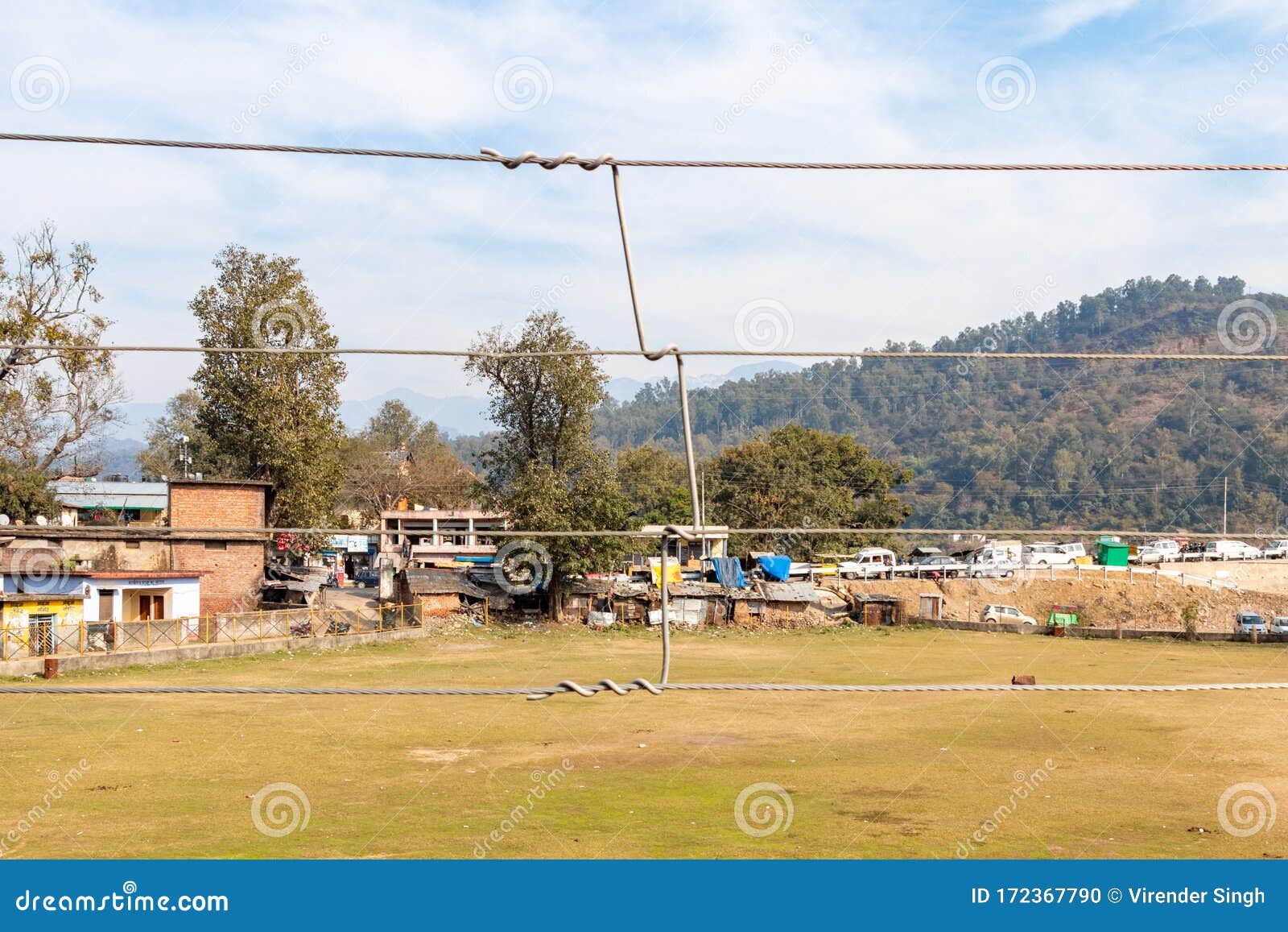 Cable With Three Electrical Wires And Terminals On Blue Background ...