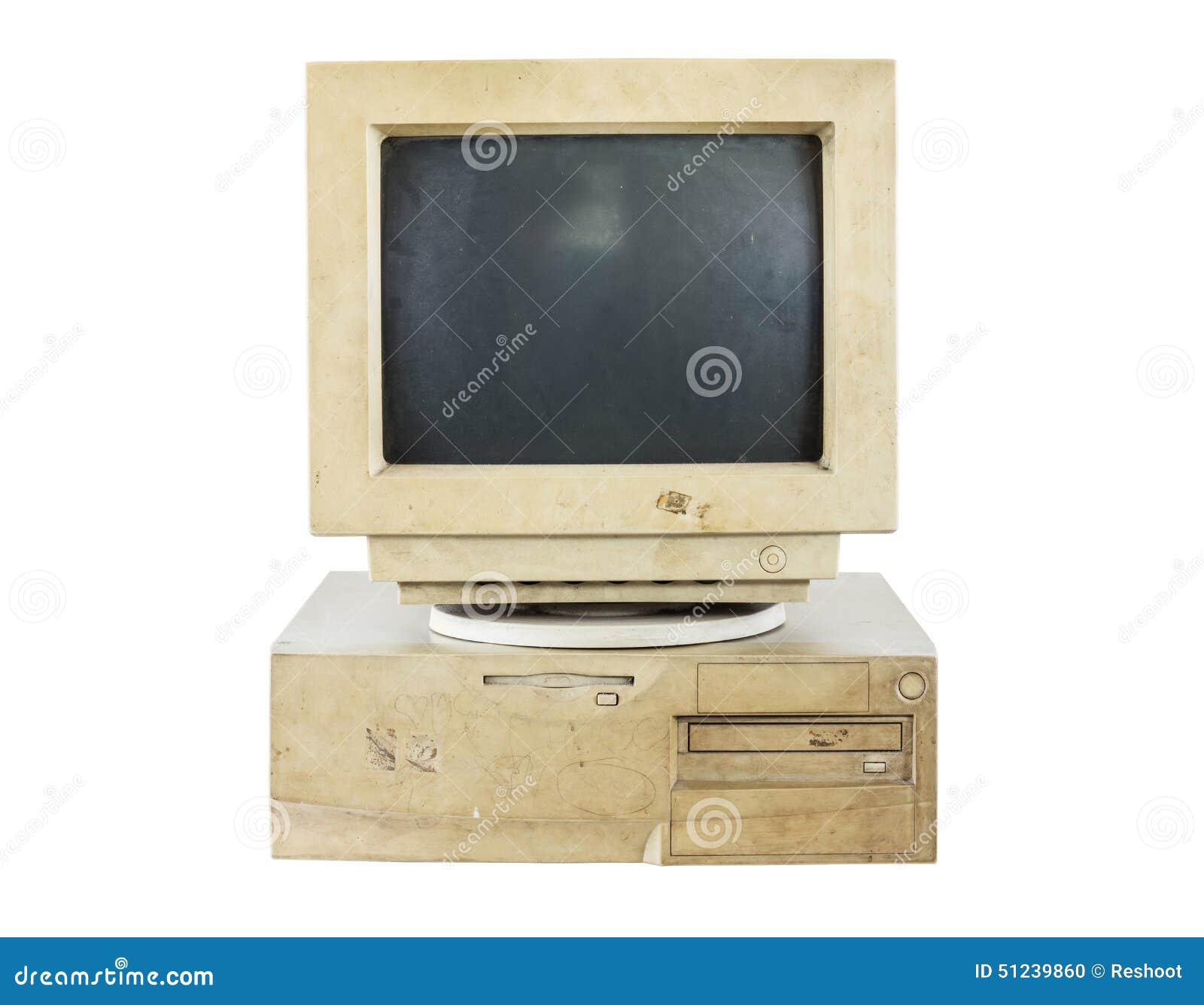 Isolerad gammal dator arkivfoto. Bild av objekt, bildskärm - 51239860