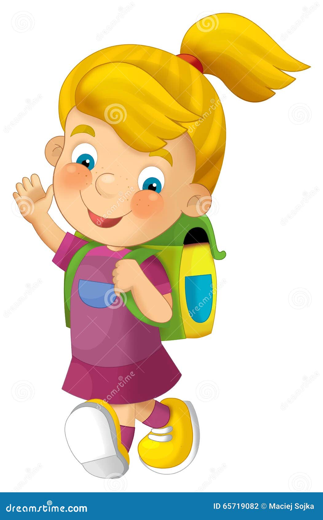 Isolerat Tecknad Filmtecken - Flicka - Stock Illustrationer ...