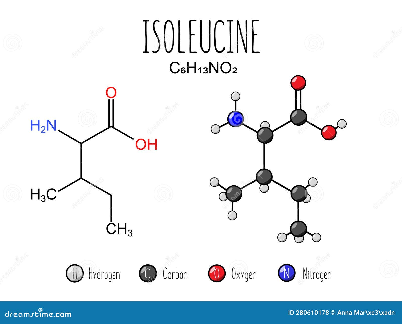 Isoleucine Amino Acid Representation. Stock Vector - Illustration of ...