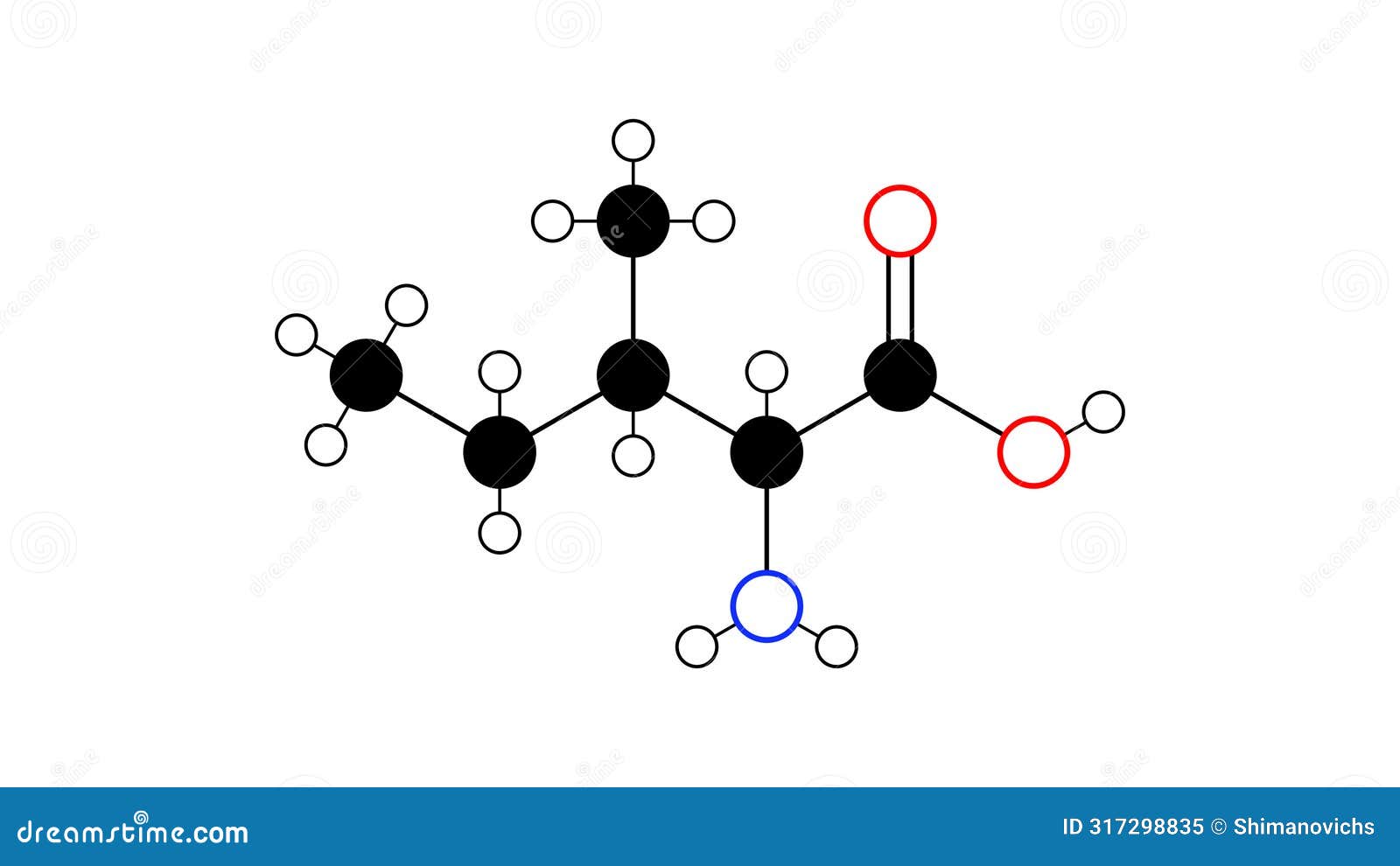 Isoleucine Molecule, Structural Chemical Formula, Ball-and-stick Model ...