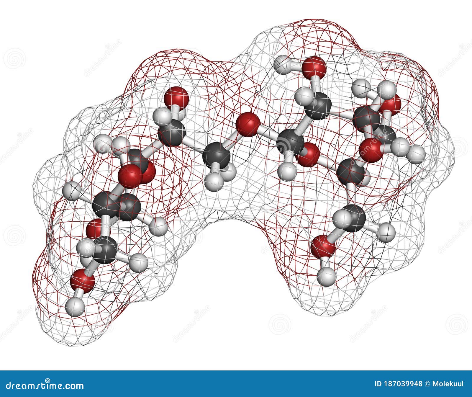 Isomalt Sugar Substitute Molecule (one of Two Components Shown). Atoms ...