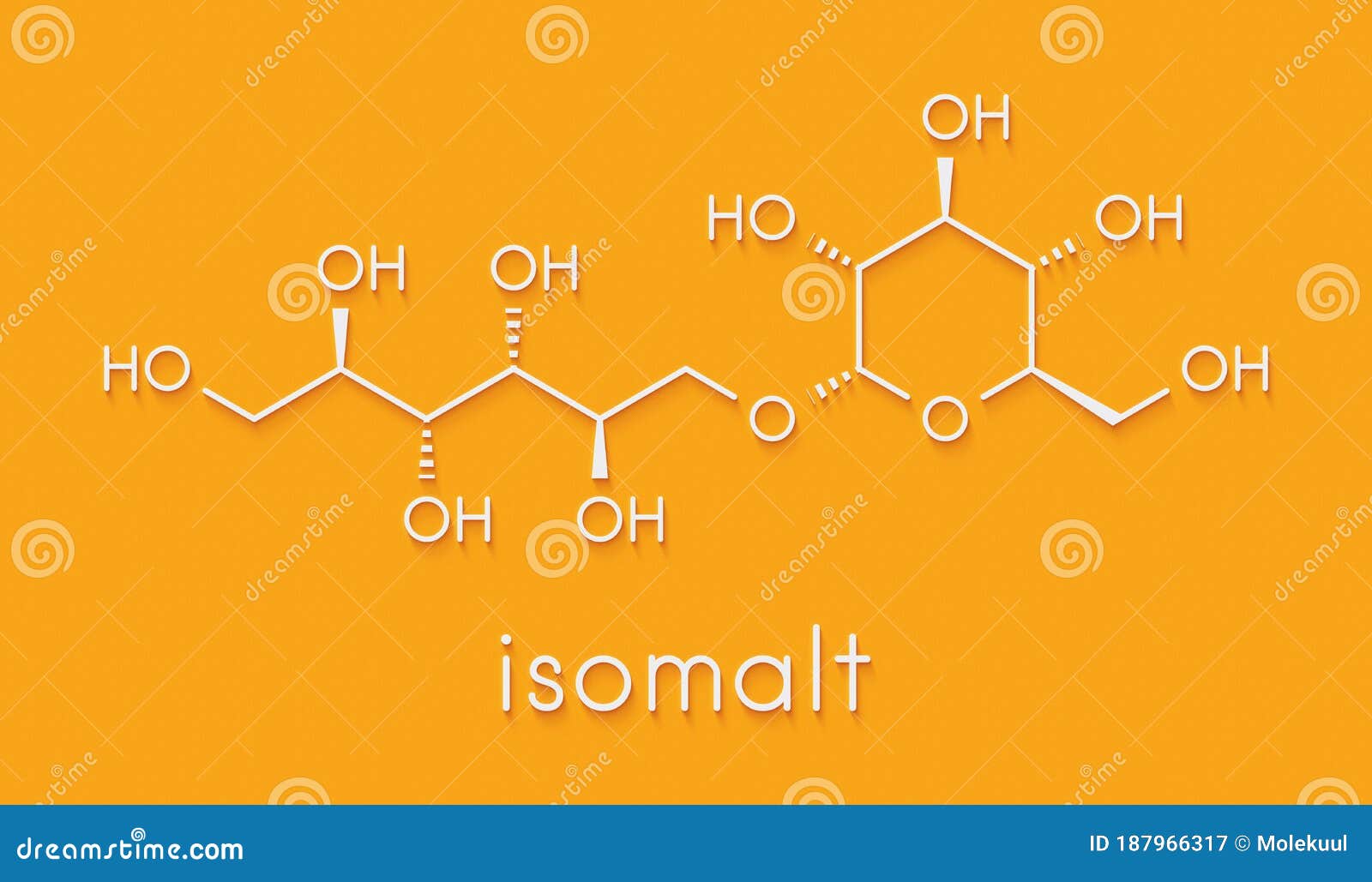 Isomalt Sugar Substitute Molecule One of Two Components Shown. Skeletal ...