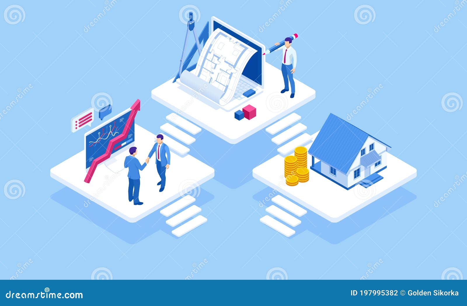 Isometri Architect Drawing On Architectural Project Concept. Architects ...