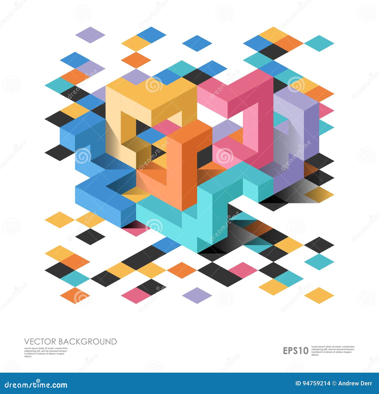 Isometric Abstract Background with Geometric Figures. Stock Vector ...