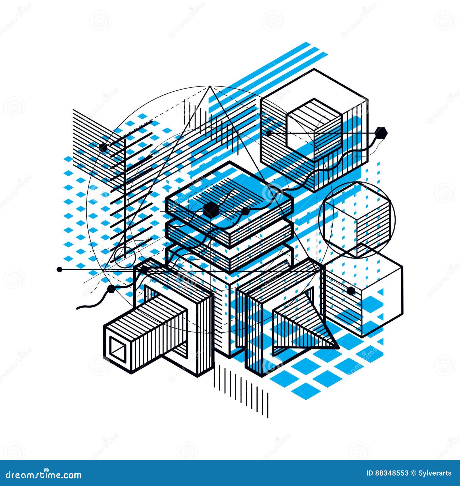 Isometric Abstract Background with Lines and Other Different Stock ...