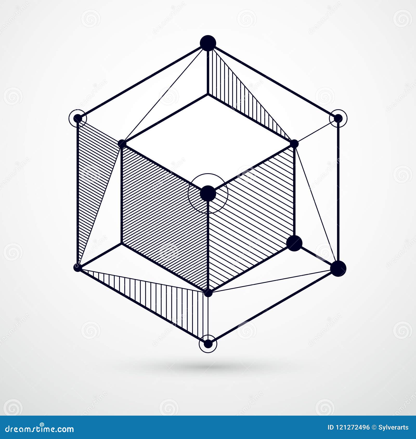 Isometric Abstract Black and White Background with Linear Dimensional ...