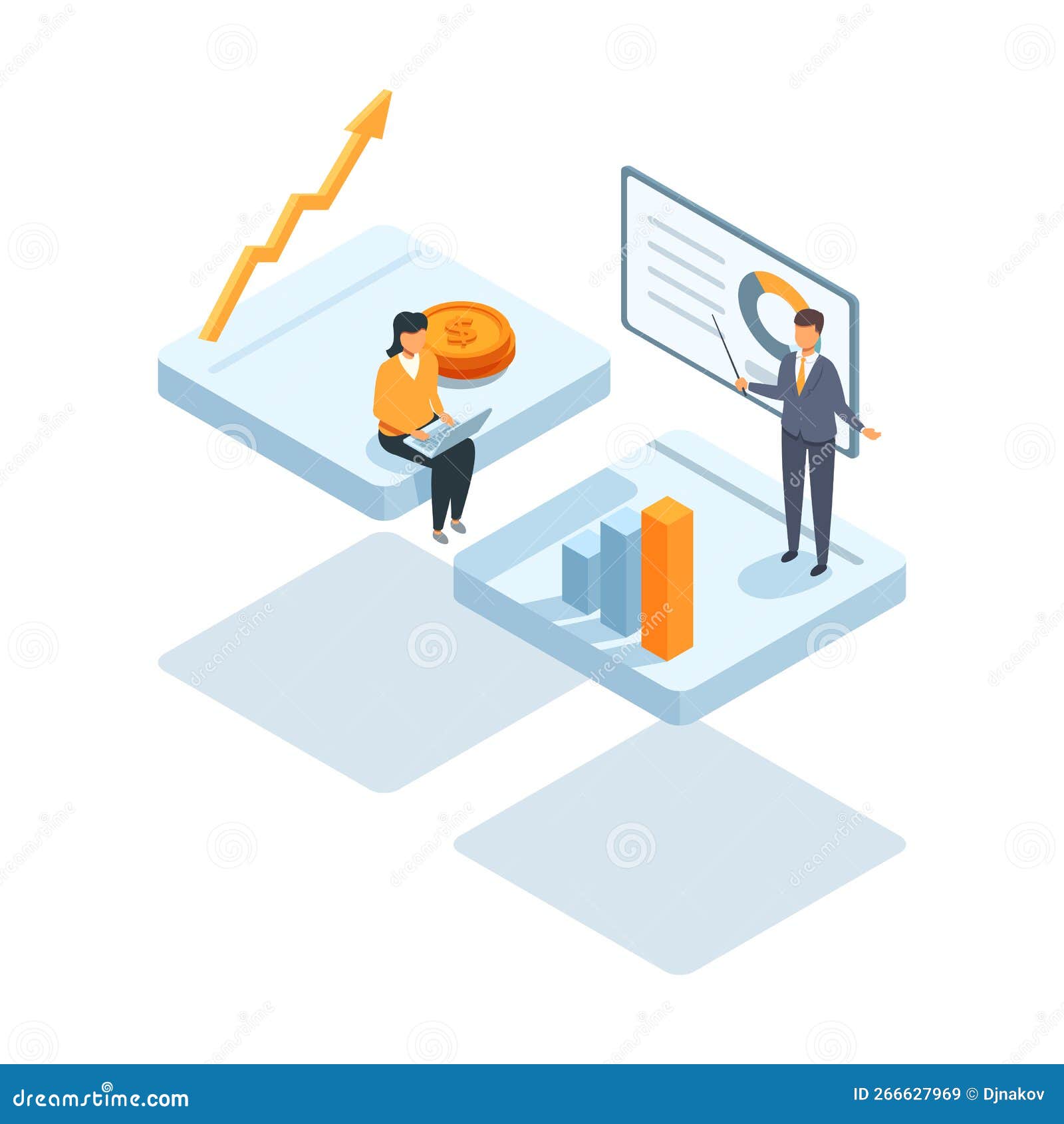 Isometric Abstract Business Process with Business People Stock Vector ...