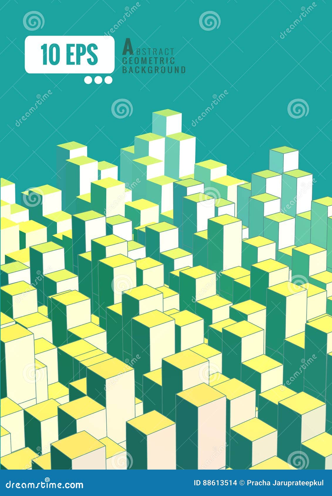 Isometric Cube Array on Green BG Illustration Stock Vector ...