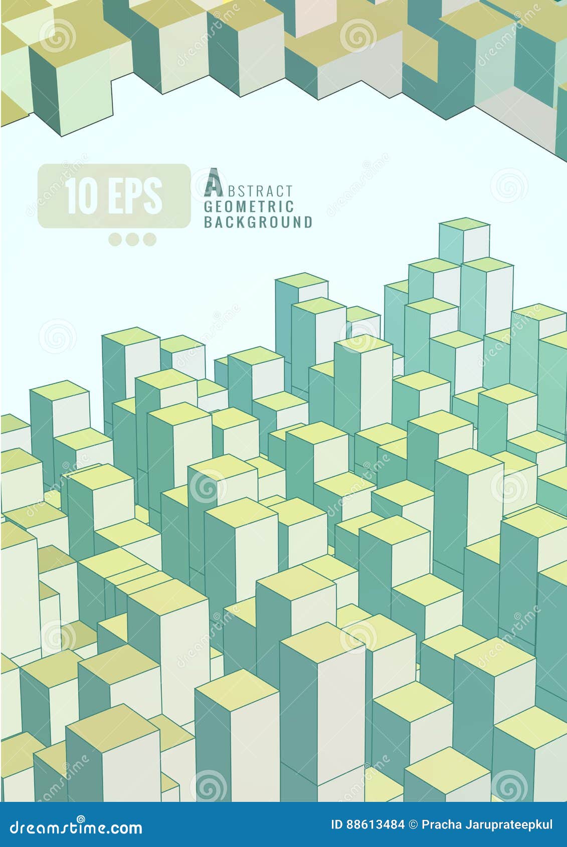 Isometric Abstract Cube with Pastel Color BG Template Stock Vector ...