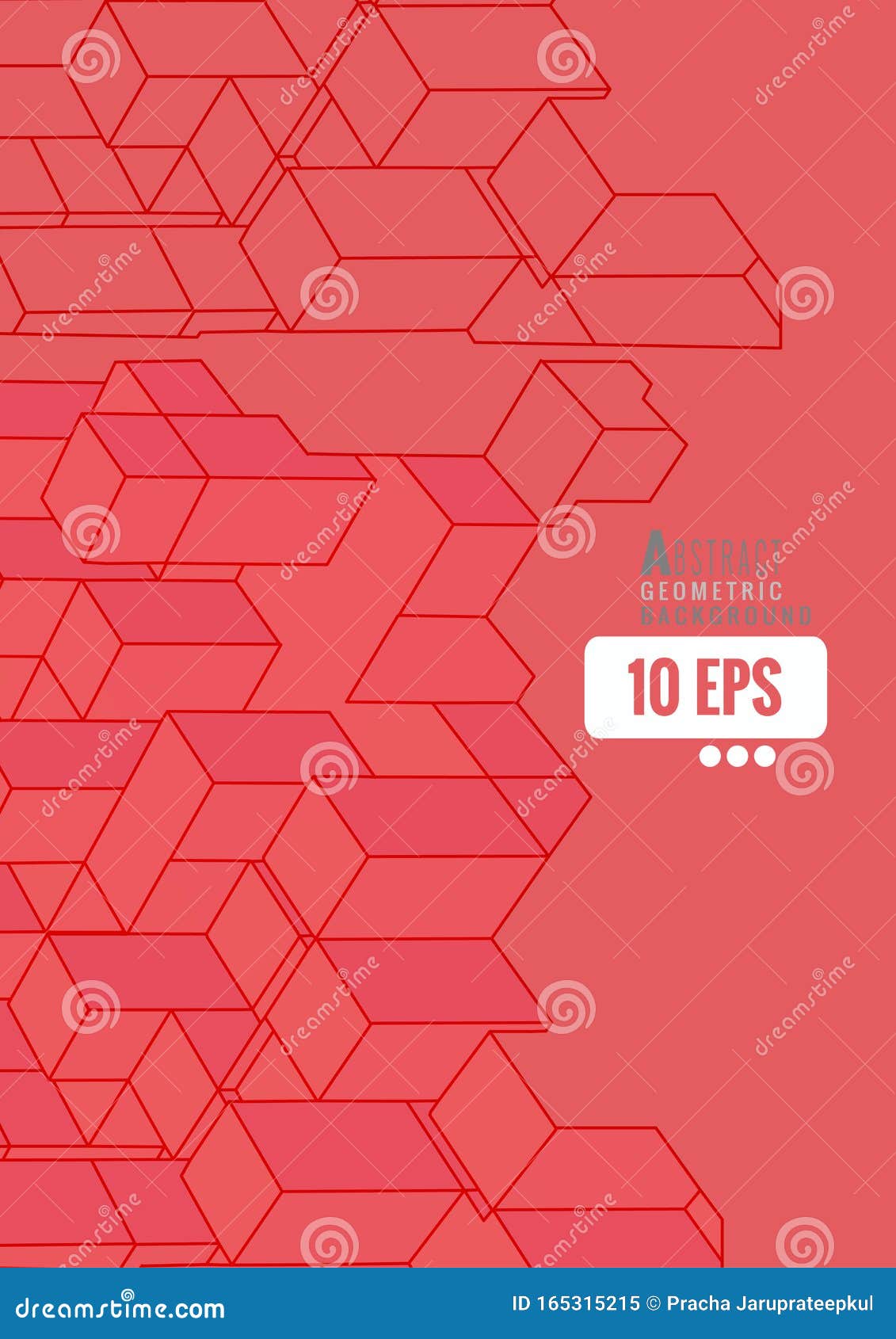 Isometric Abstract Geometric Shape Graphic on Red BG Stock Vector ...