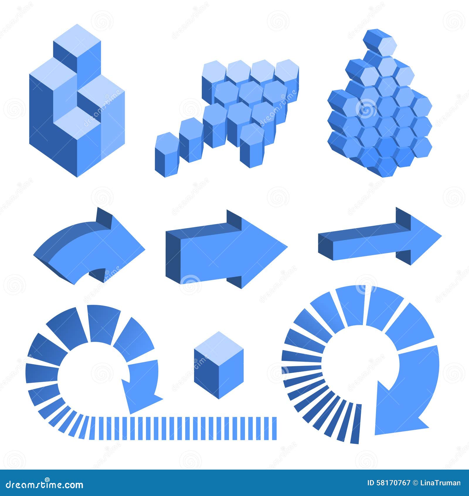 Isometric Abstract Geometry Design Elements. Stock Vector ...