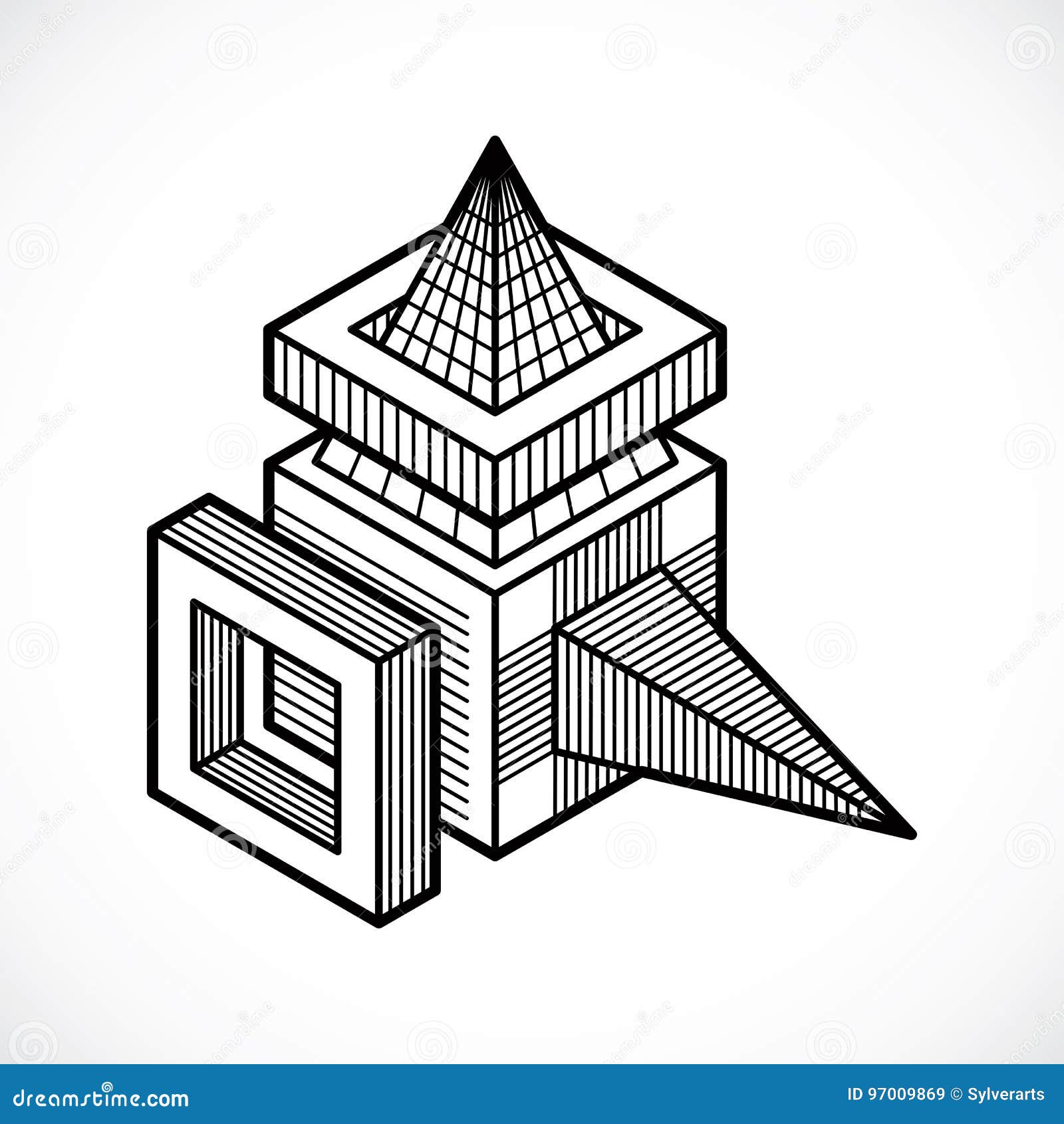 Isometric Abstract Vector Shape Stock Vector - Illustration of outline ...