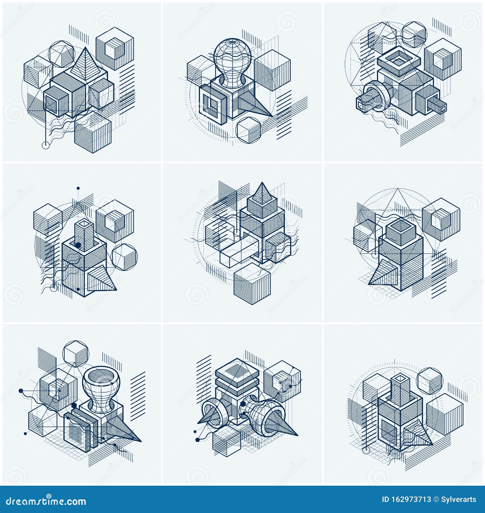 Isometric Abstractions with Lines and Different Elements, Vector ...