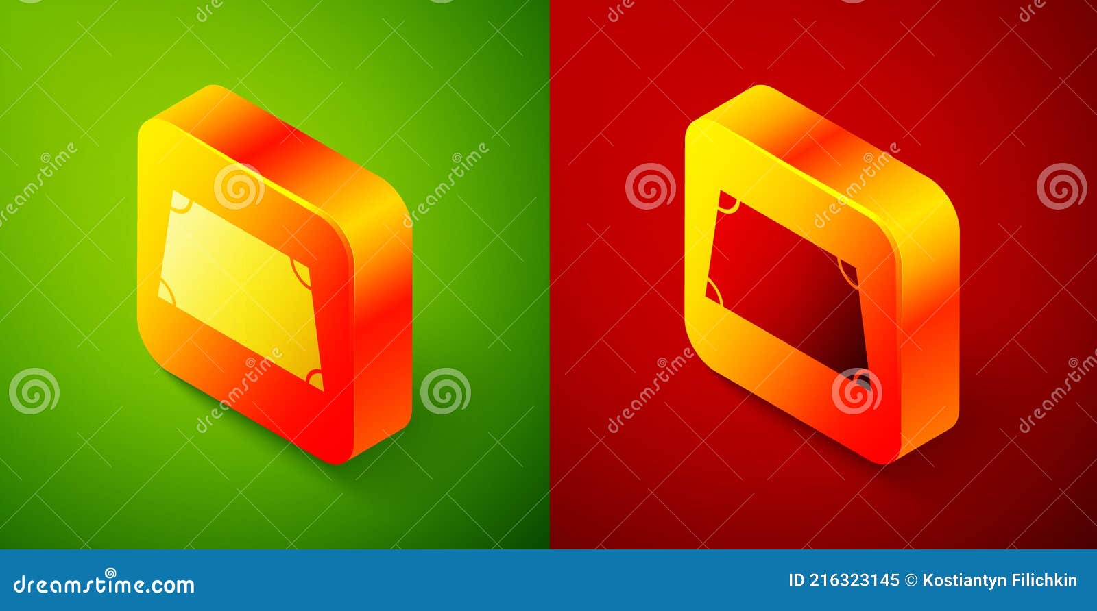 Isometric Acute Trapezoid Shape Icon Isolated on Green and Red ...
