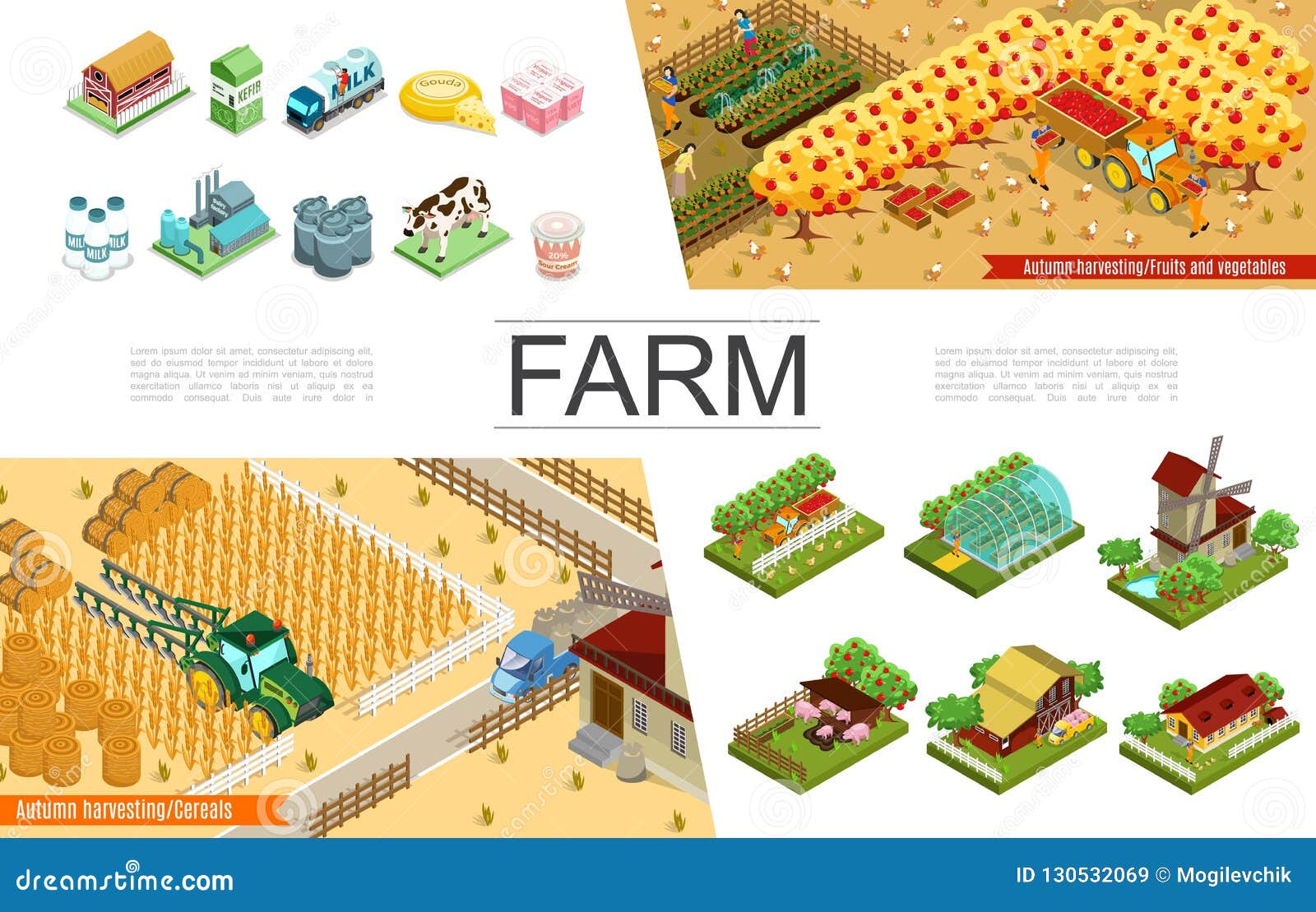 Isometric Agriculture Elements Collection Stock Vector - Illustration ...