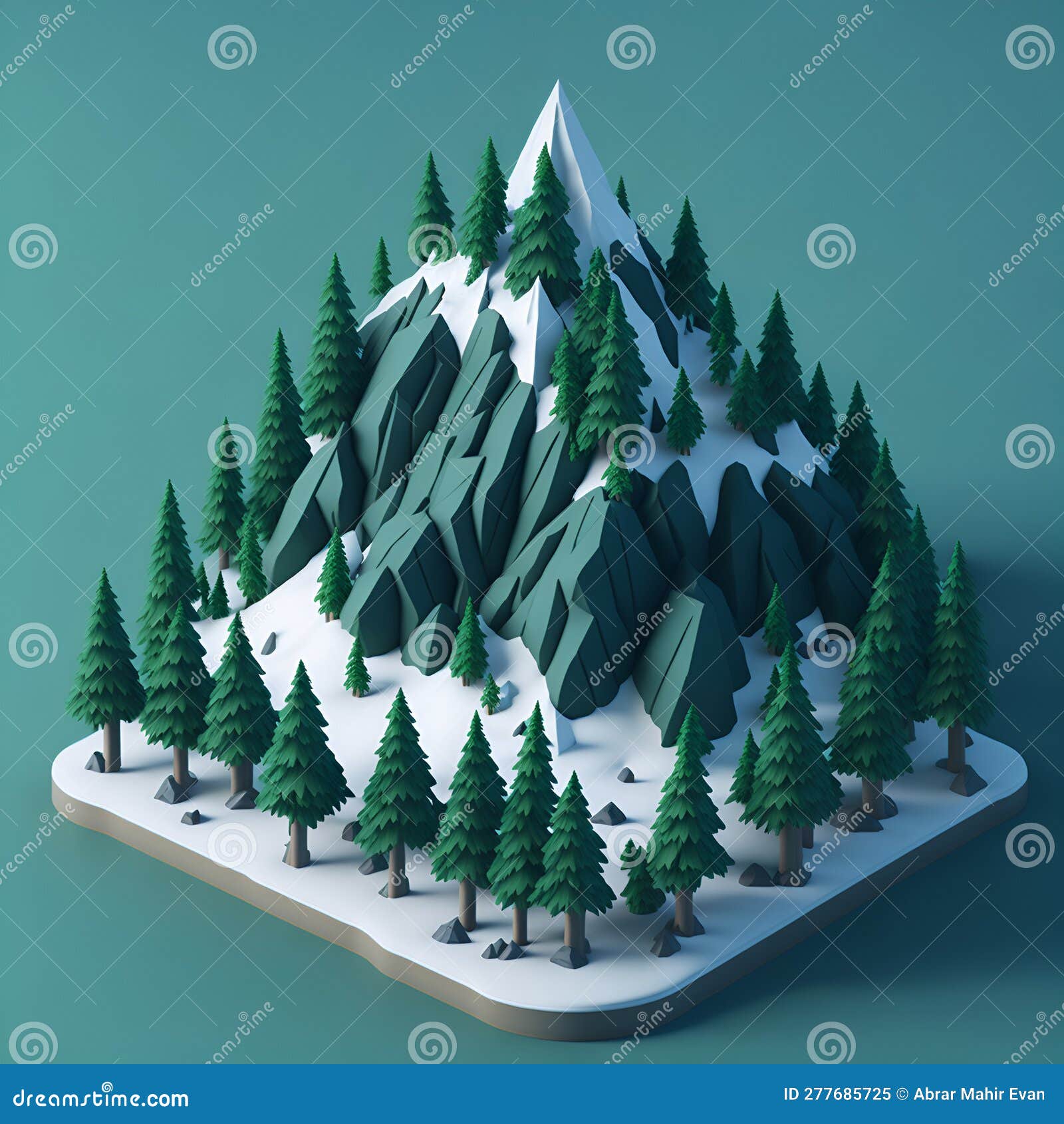 Isometric Ai Art with Snow Mountain Stock Illustration - Illustration ...