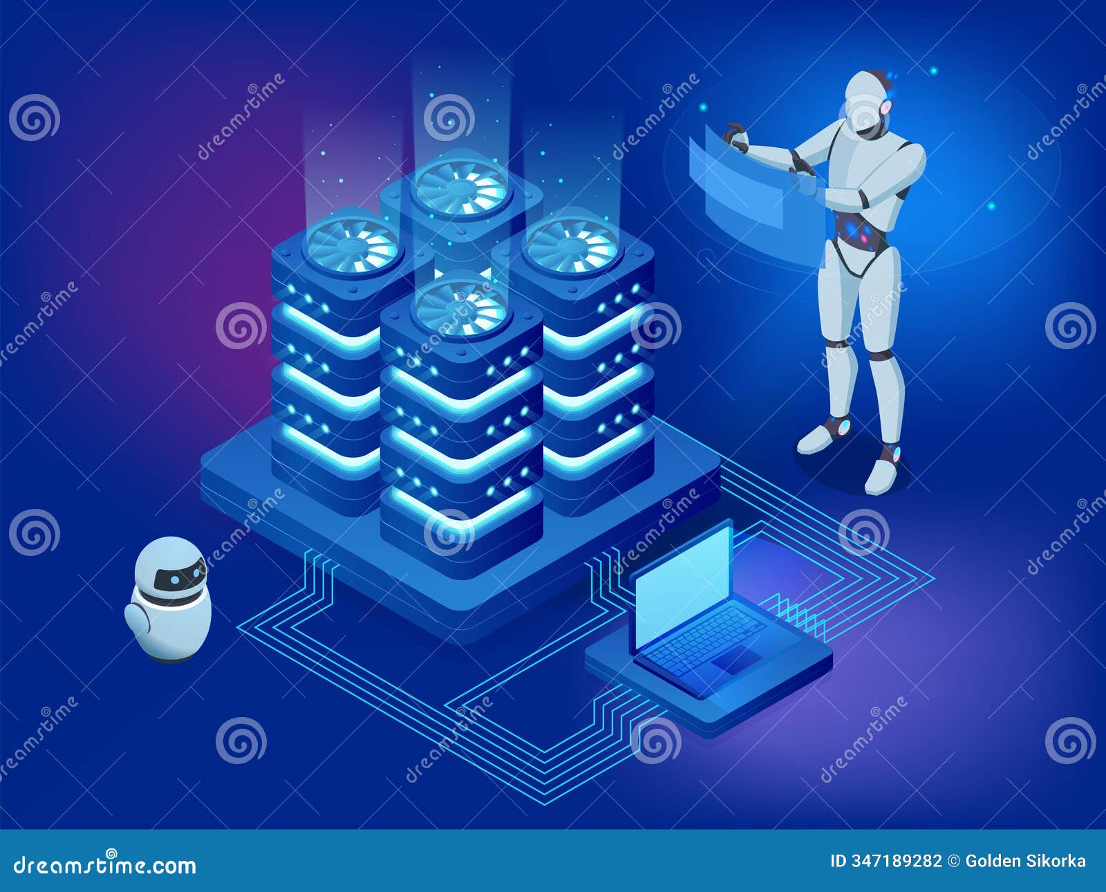 Isometric AI Artificial Intelligence. AI-powered Robots Simplify ...