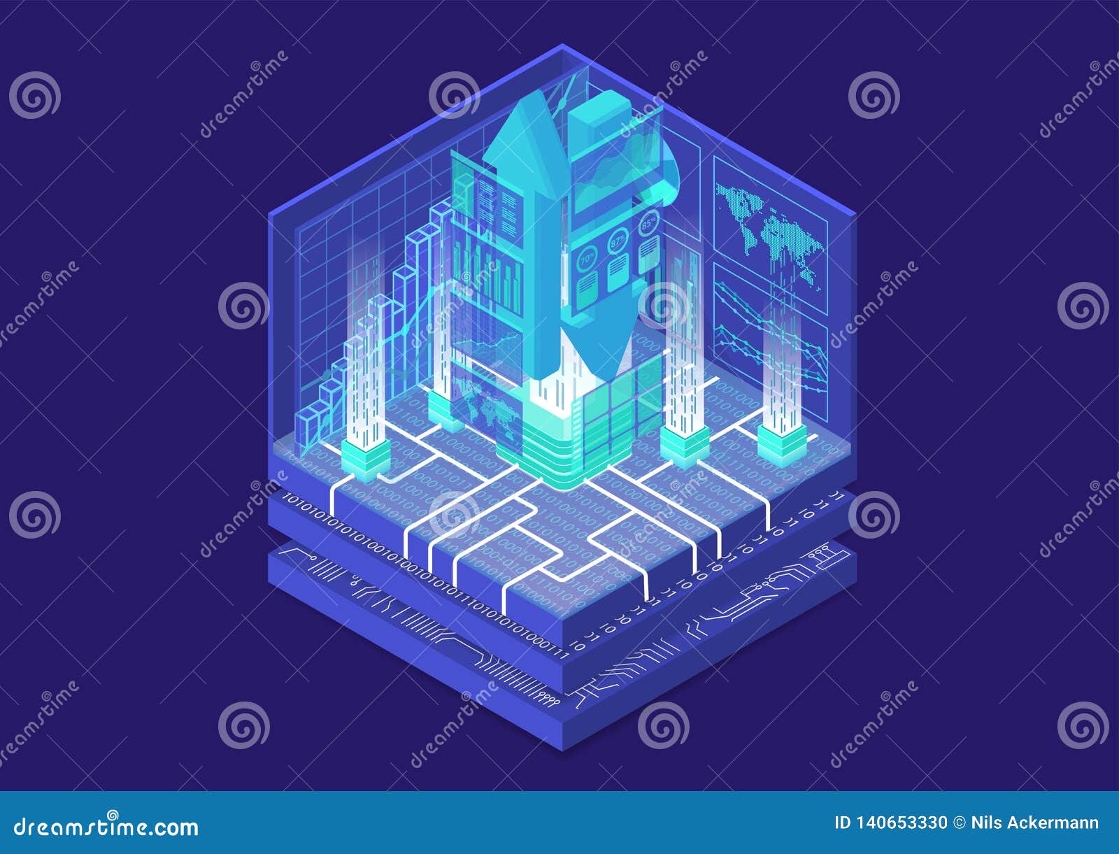Web Traffic Monitoring Concept with Symbol of Floating Upload and ...