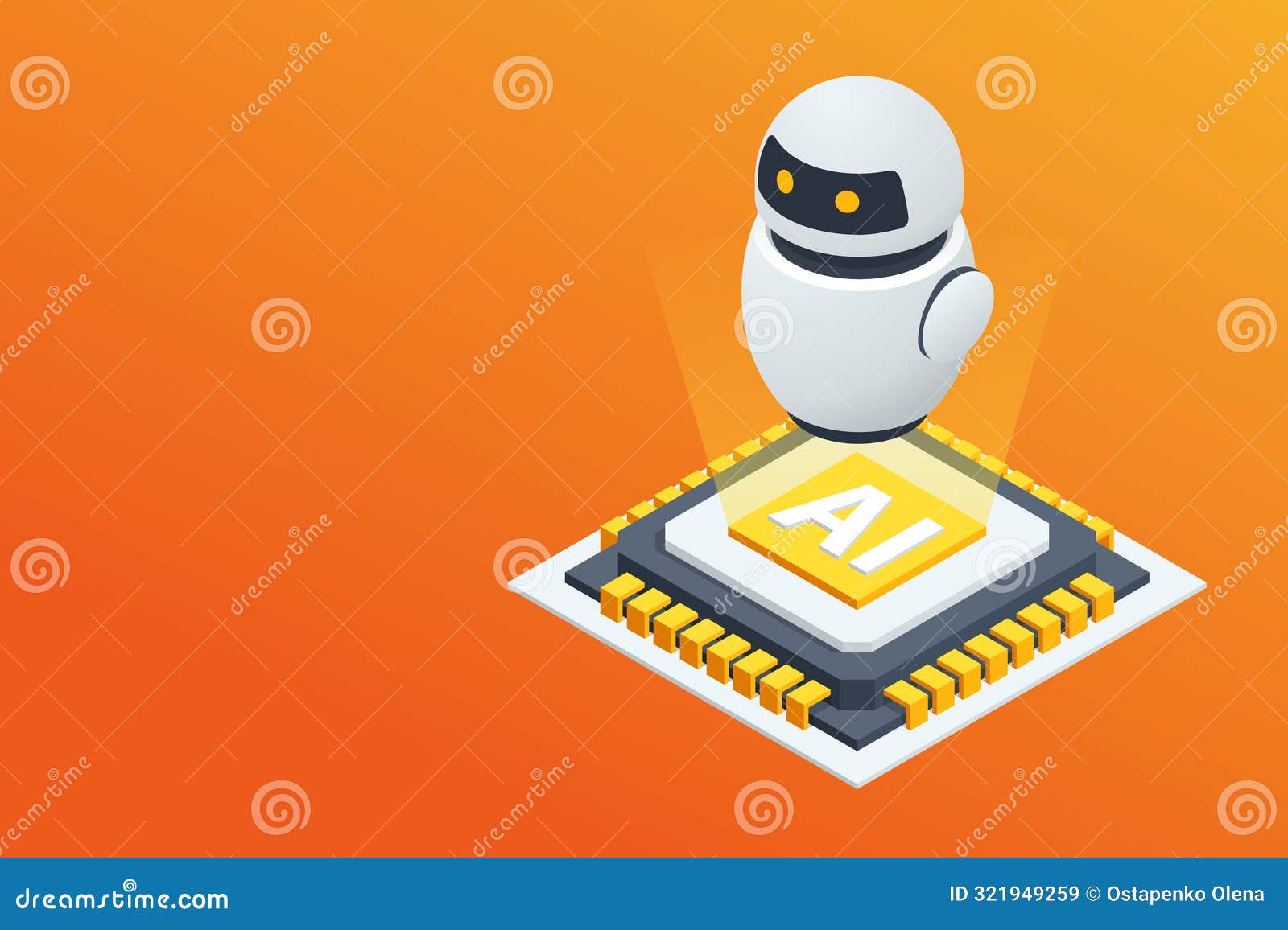 Isometric AI Chat Bot. Little Minimal Modern White Robot. AI Chat Bot ...