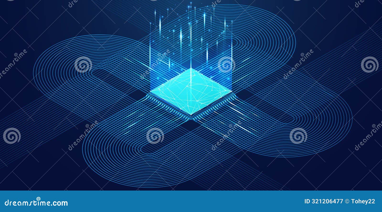 Isometric AI Chip or CPU Processor, Front Side Bus, and Circuit Stock ...