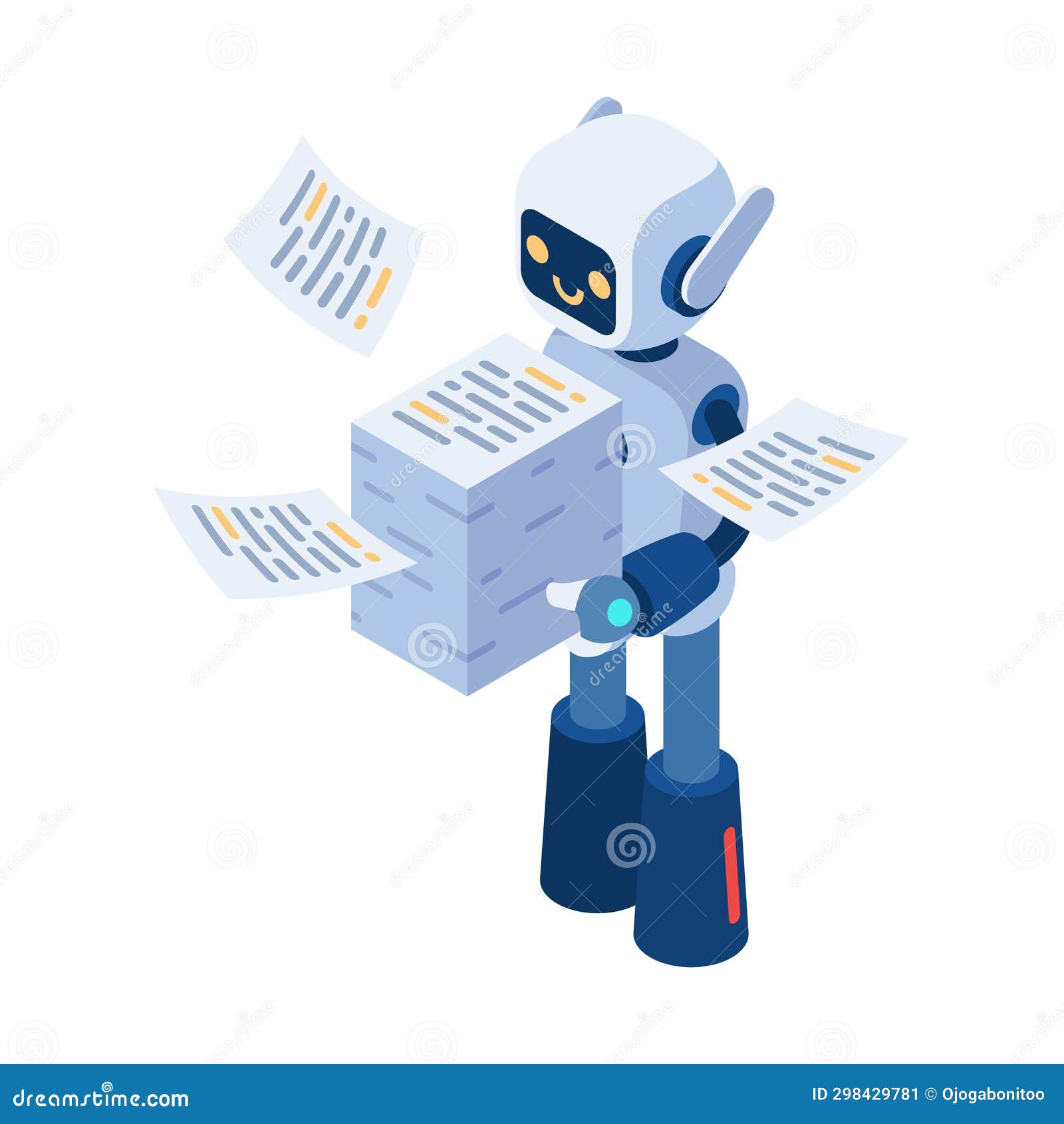 Isometric Ai Robot Carrying Stack of Paperwork Stock Vector ...