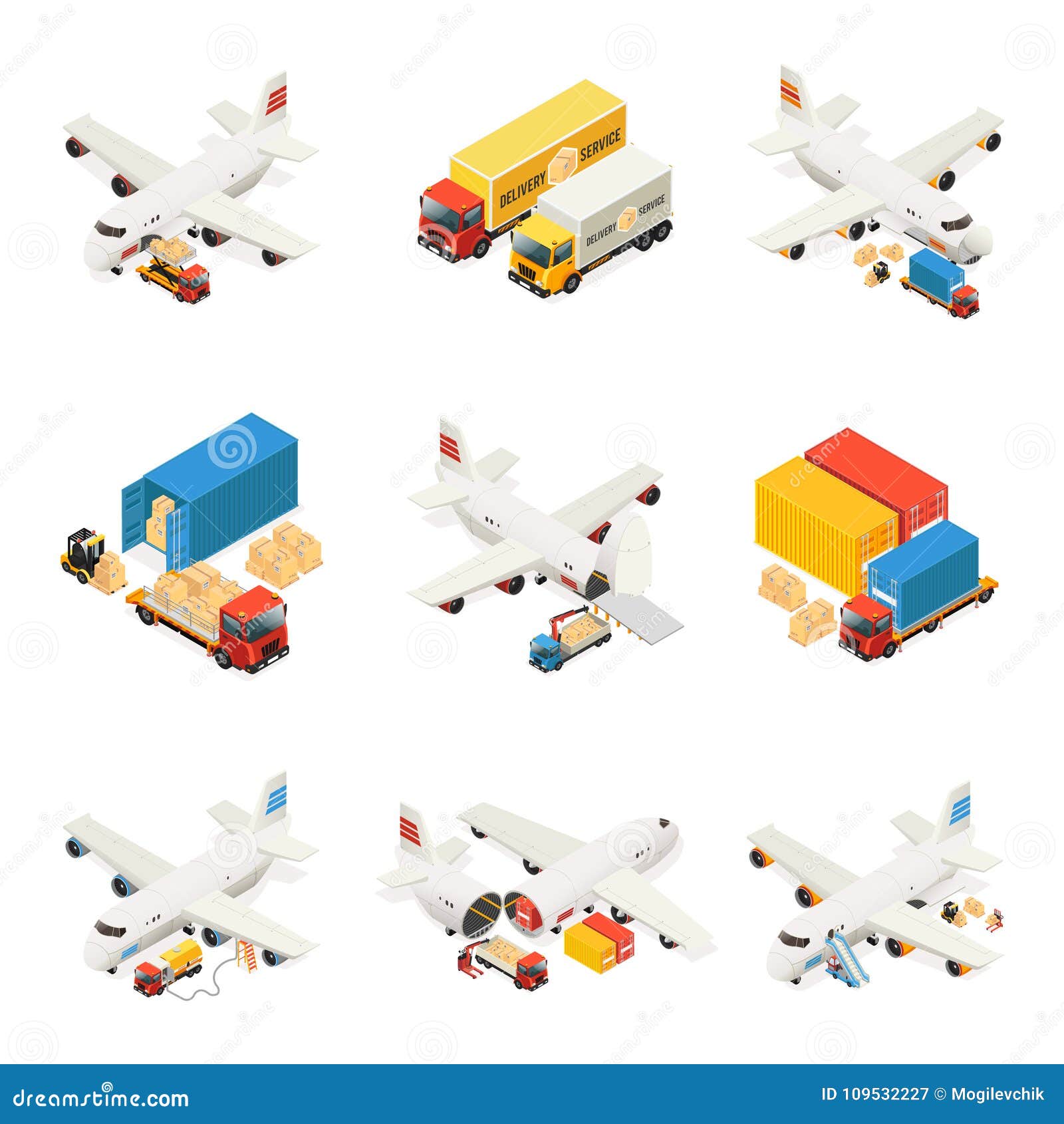 Isometric Air Logistics Elements Collection Stock Vector - Illustration ...