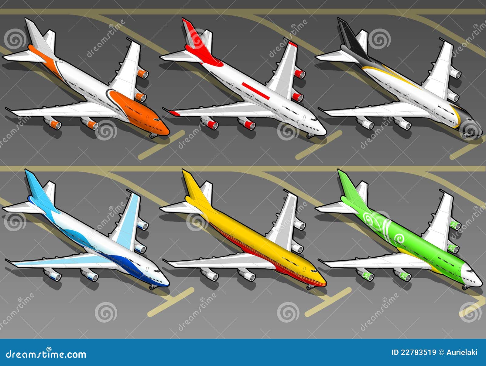Isometric Airplanes in Six Livery. Stock Vector - Illustration of ...