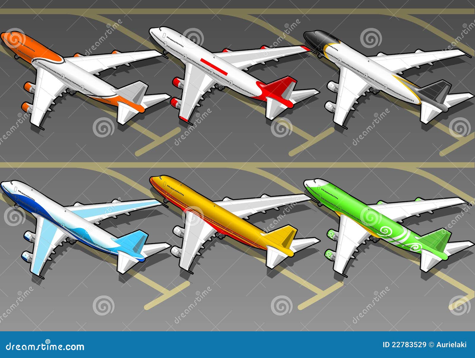 Isometric Airplanes in Six Livery. Stock Vector - Illustration of ...