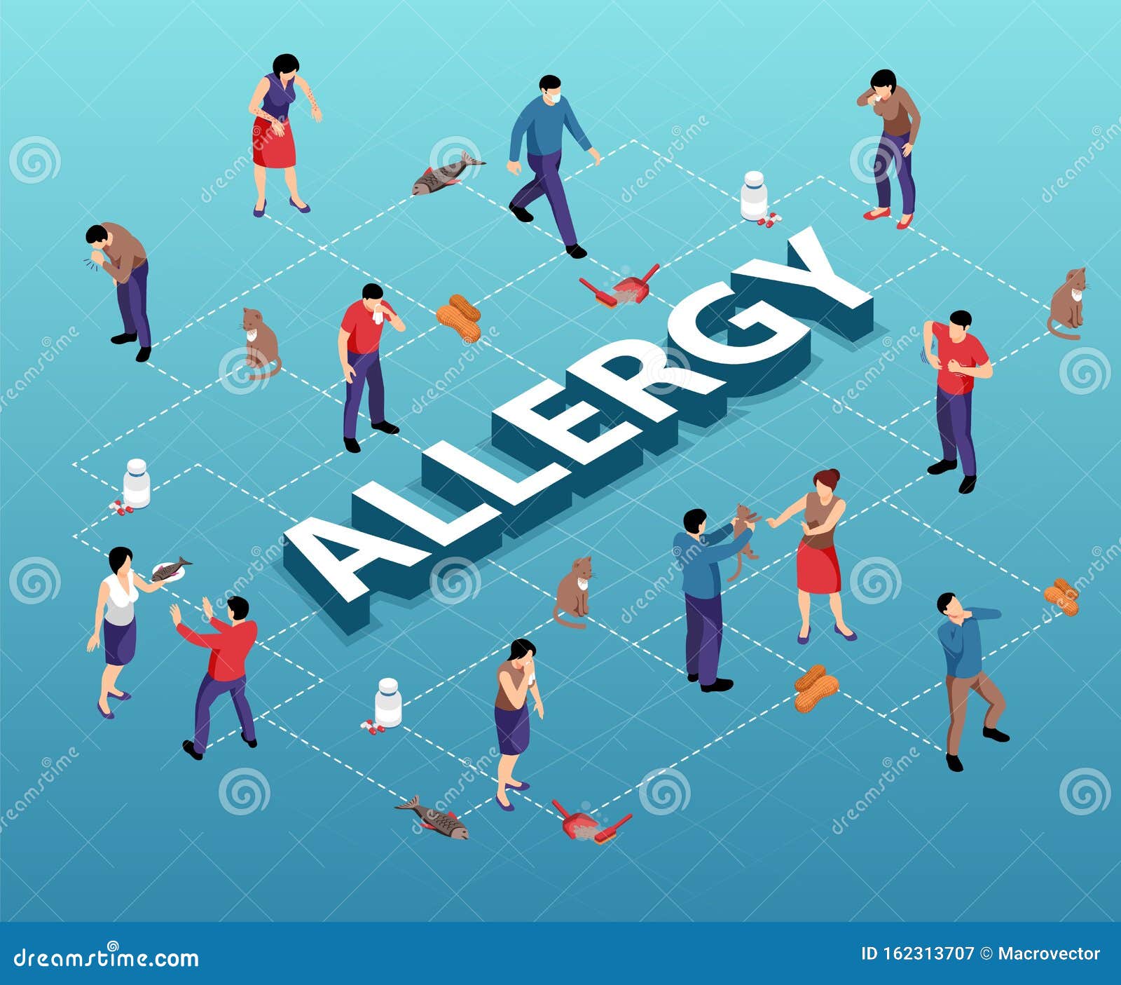 Isometric Allergy Flowchart Stock Vector - Illustration of allergy ...