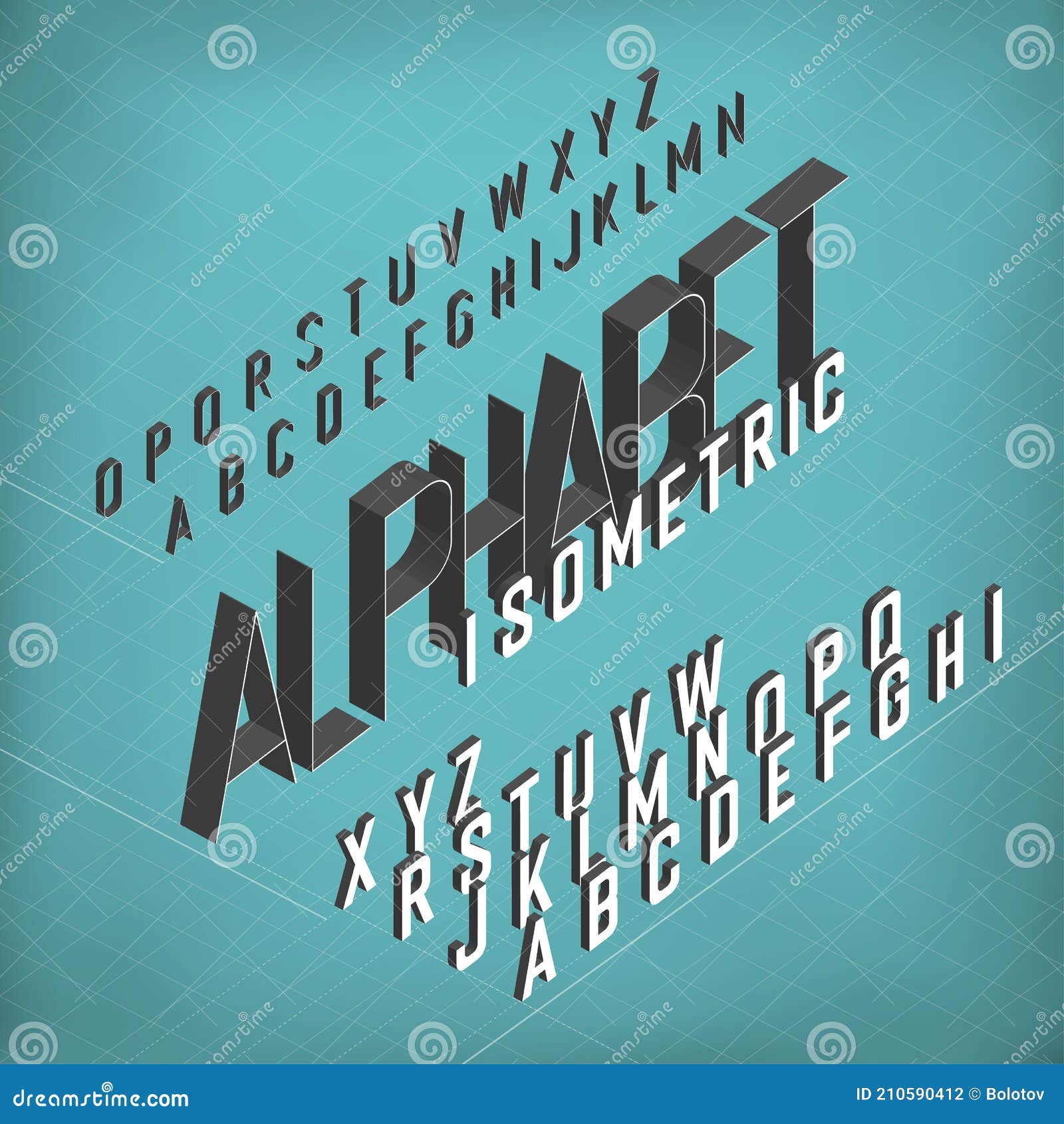 Isometric Alphabet. Blueprint Abstract Background Stock Vector ...
