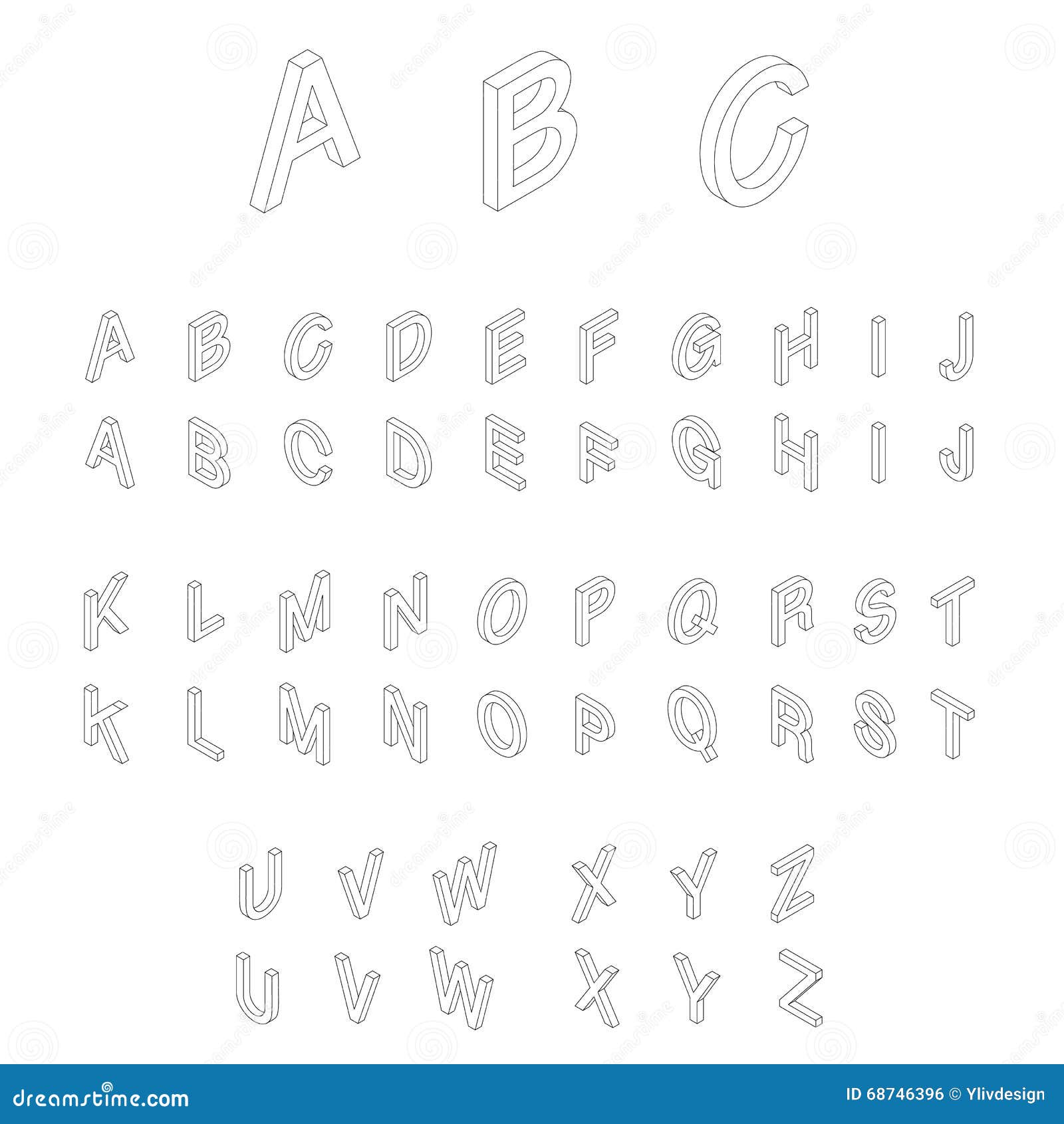 Isometric alphabet font stock vector. Illustration of number - 68746396