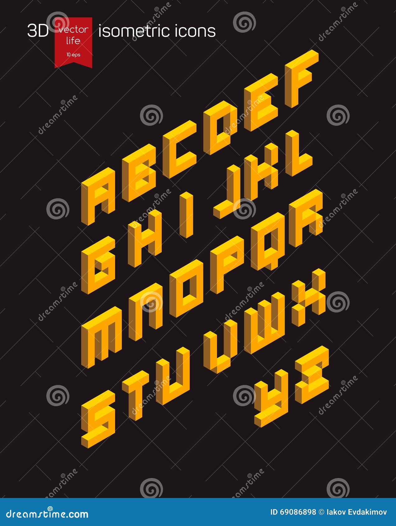 Isometric alphabet font. stock illustration. Illustration of design ...