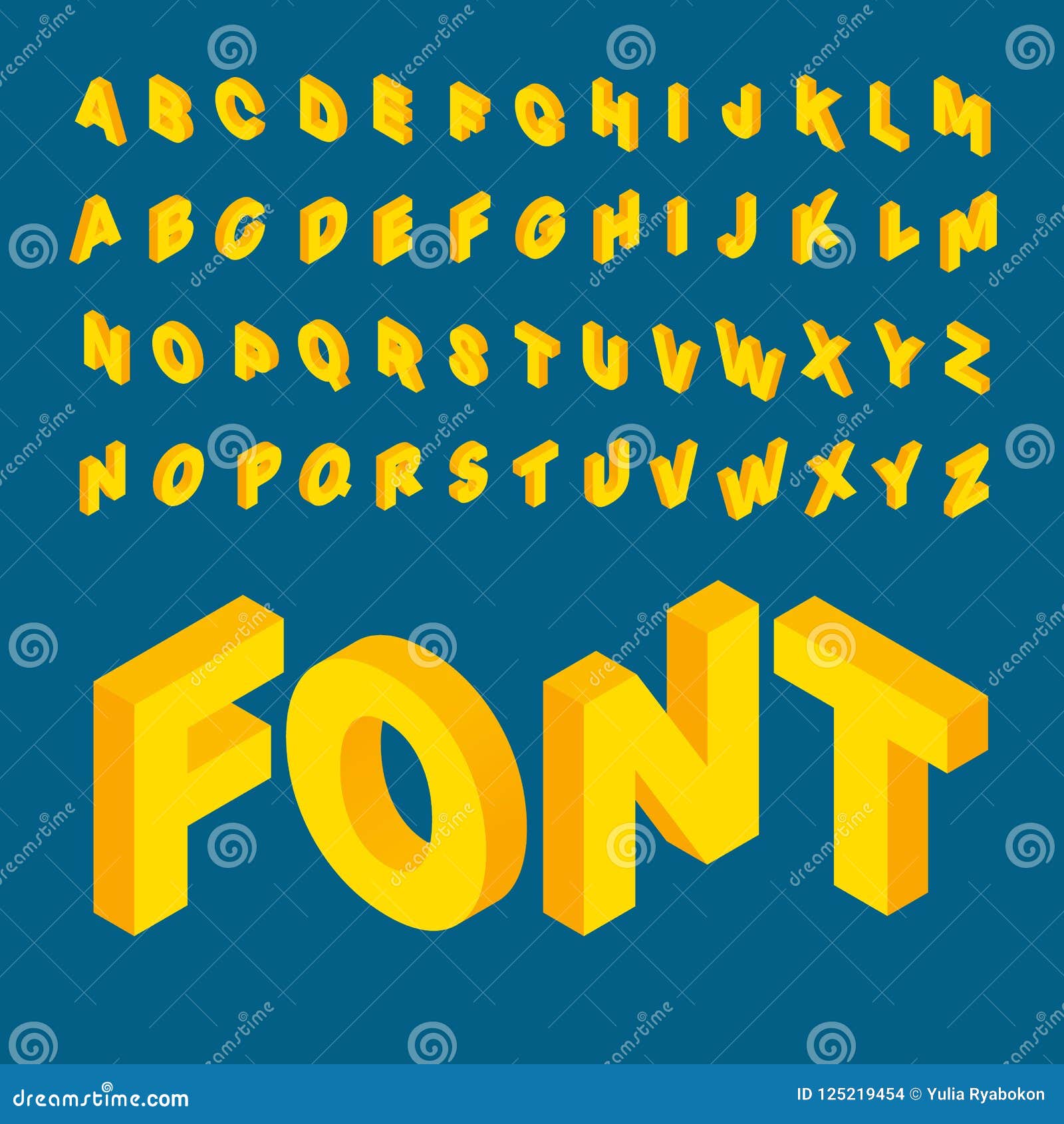 Isometric alphabet font stock illustration. Illustration of lettering ...