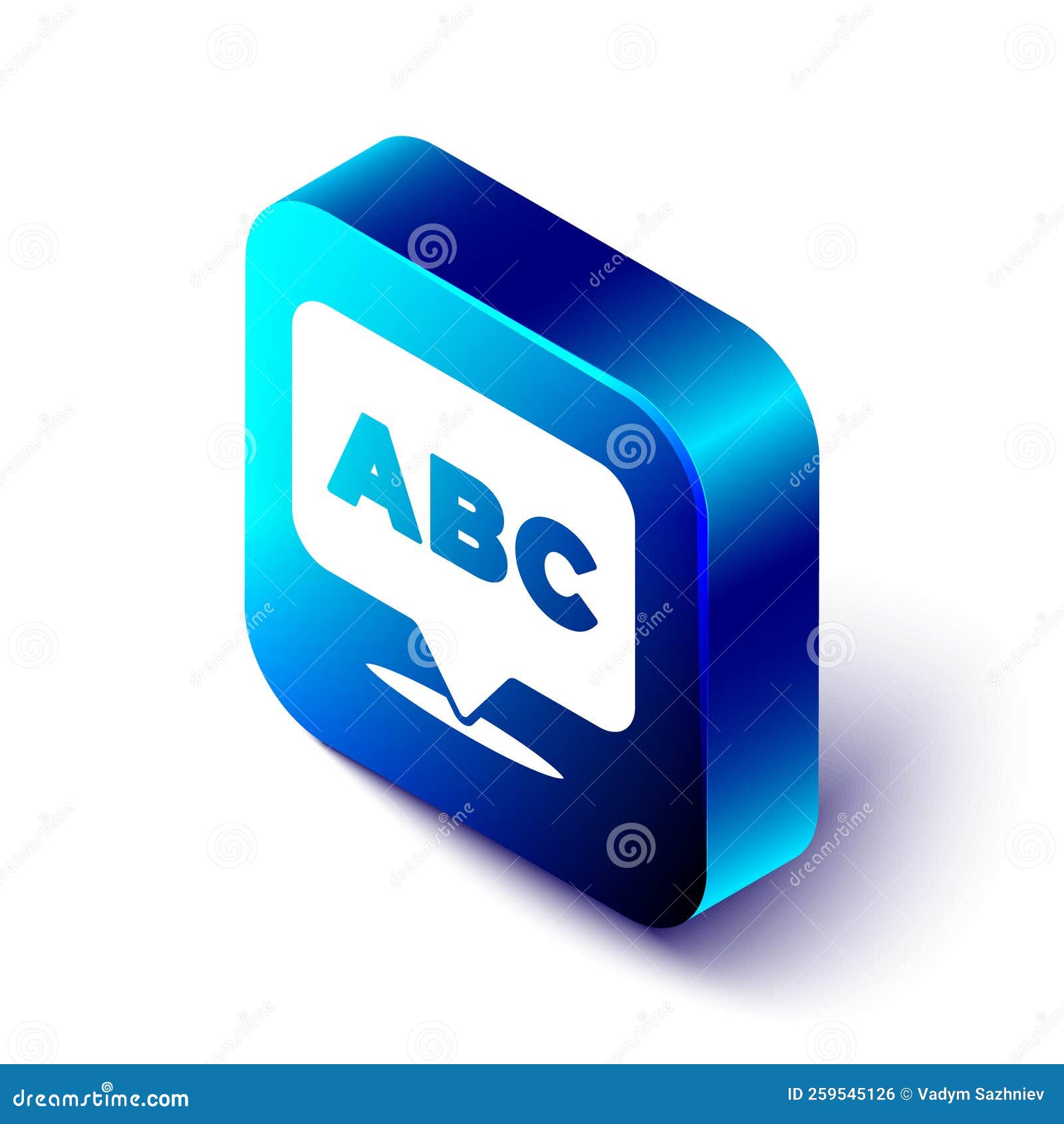 Isometric Alphabet Icon Isolated on White Background. Blue Square ...