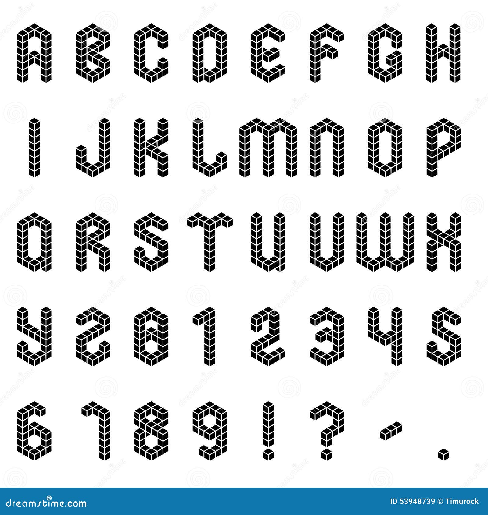Isometric Alphabet, Numbers And Punctuation Marks. Cartoon Vector ... Isometric Alphabet, Numbers And Punctuation Marks. Cartoon Vector ...