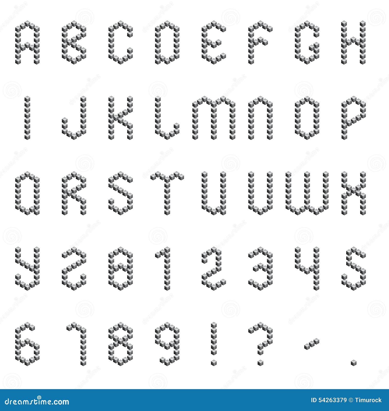 Isometric Alphabet and Numbers Stock Vector - Illustration of line ...